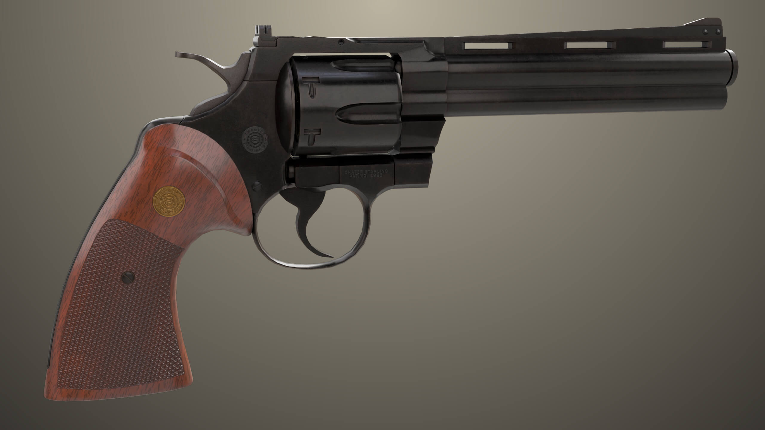 Revolver 05 Black Colt Python All PBR Unity UE Textures - 3D Model by ...
