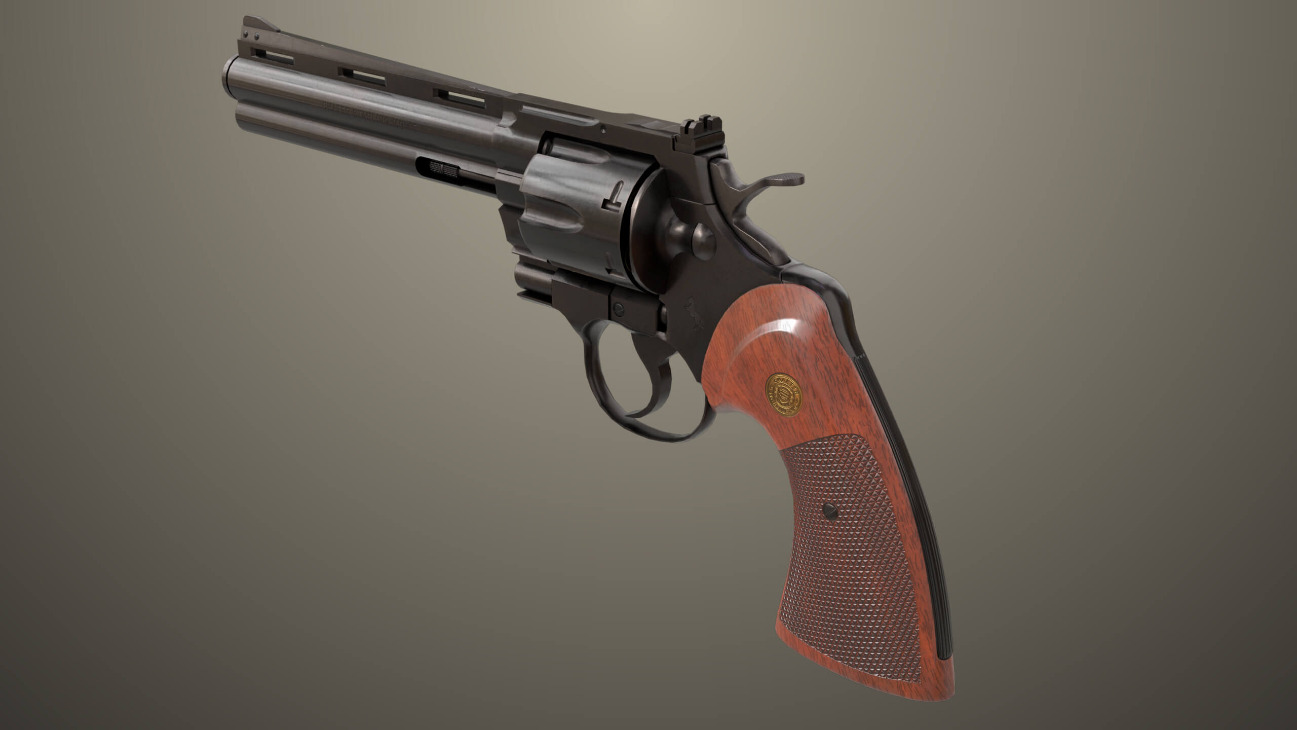 Revolver 05 Black Colt Python All PBR Unity UE Textures - 3D Model by ...