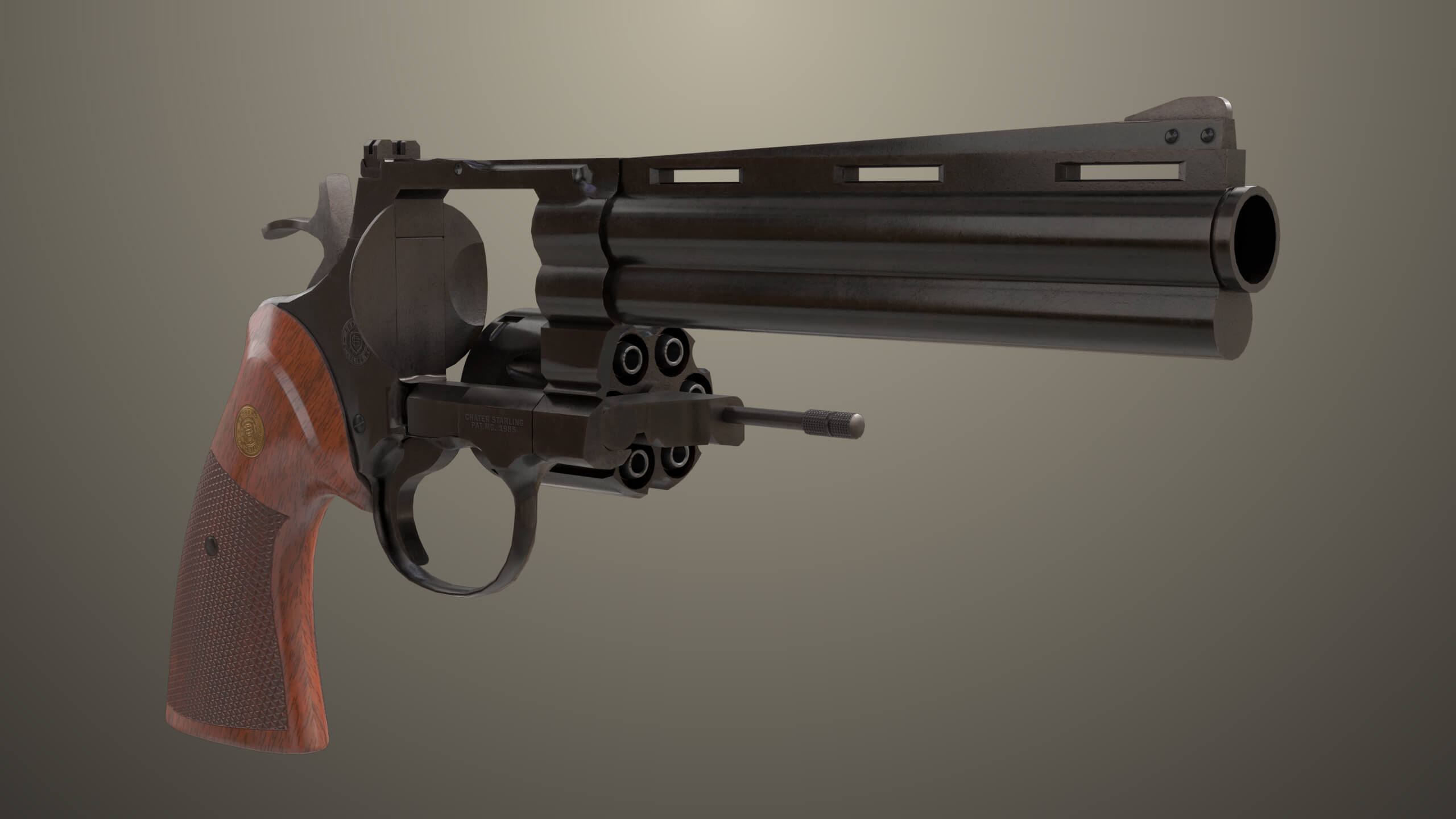 Revolver 05 Black Colt Python All PBR Unity UE Textures - 3D Model by ...