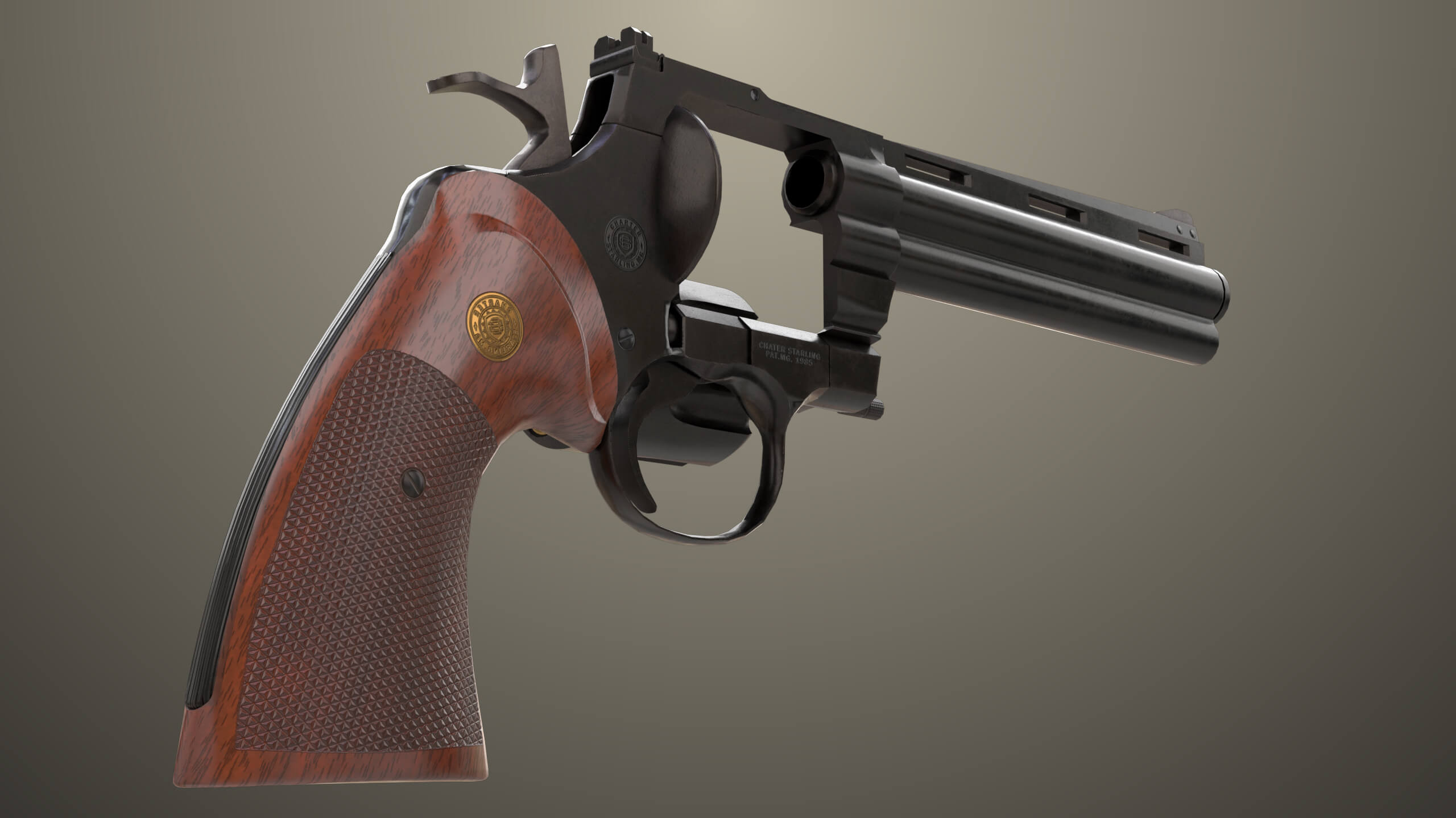 Revolver 05 Black Colt Python All PBR Unity UE Textures - 3D Model by ...