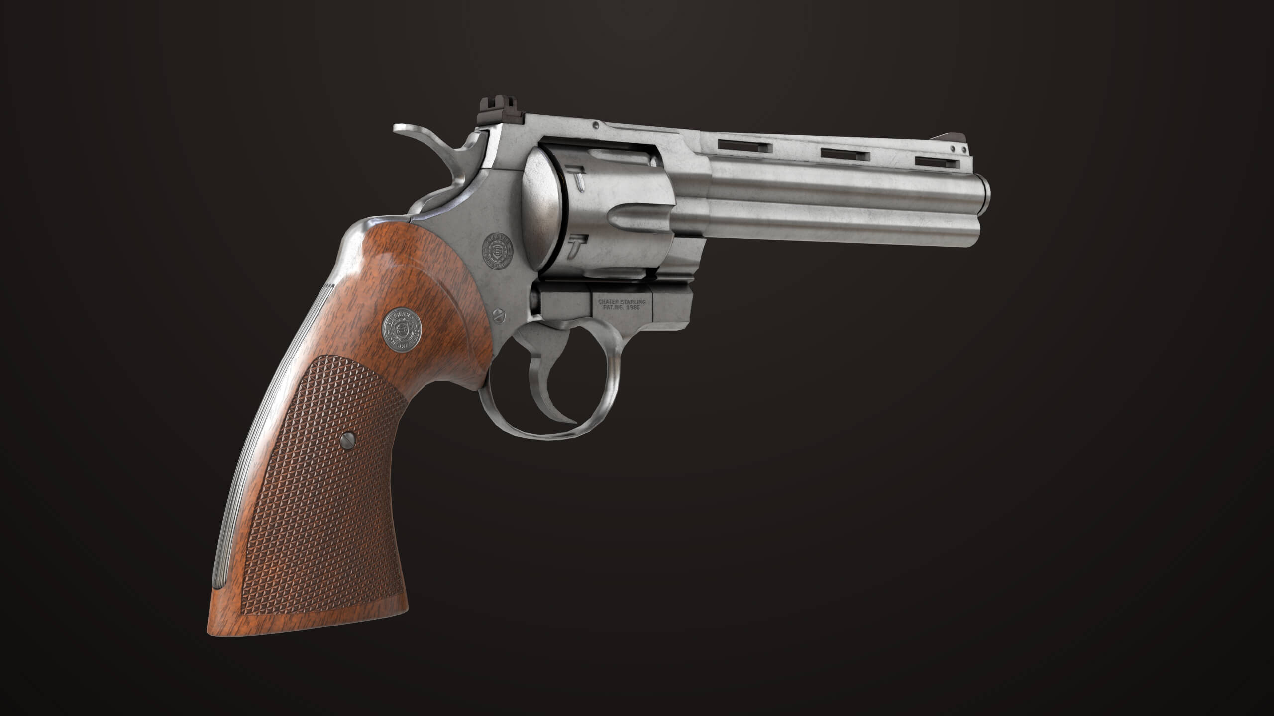 Revolver 05 Silver Colt Python All PBR Unity UE Textures - 3D Model by ...