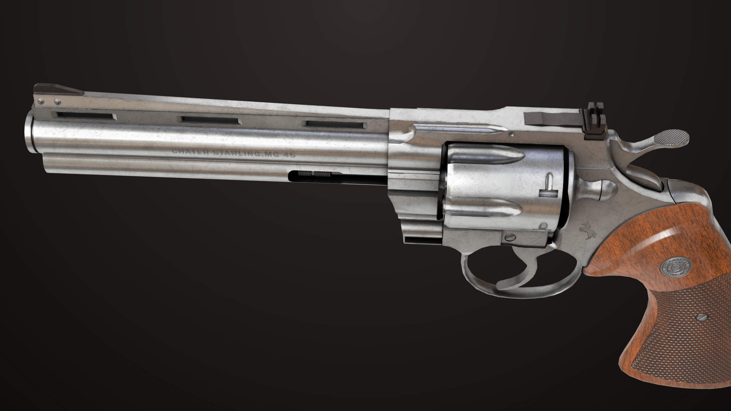 Revolver 05 Silver Colt Python All PBR Unity UE Textures - 3D Model by Eight Vertex
