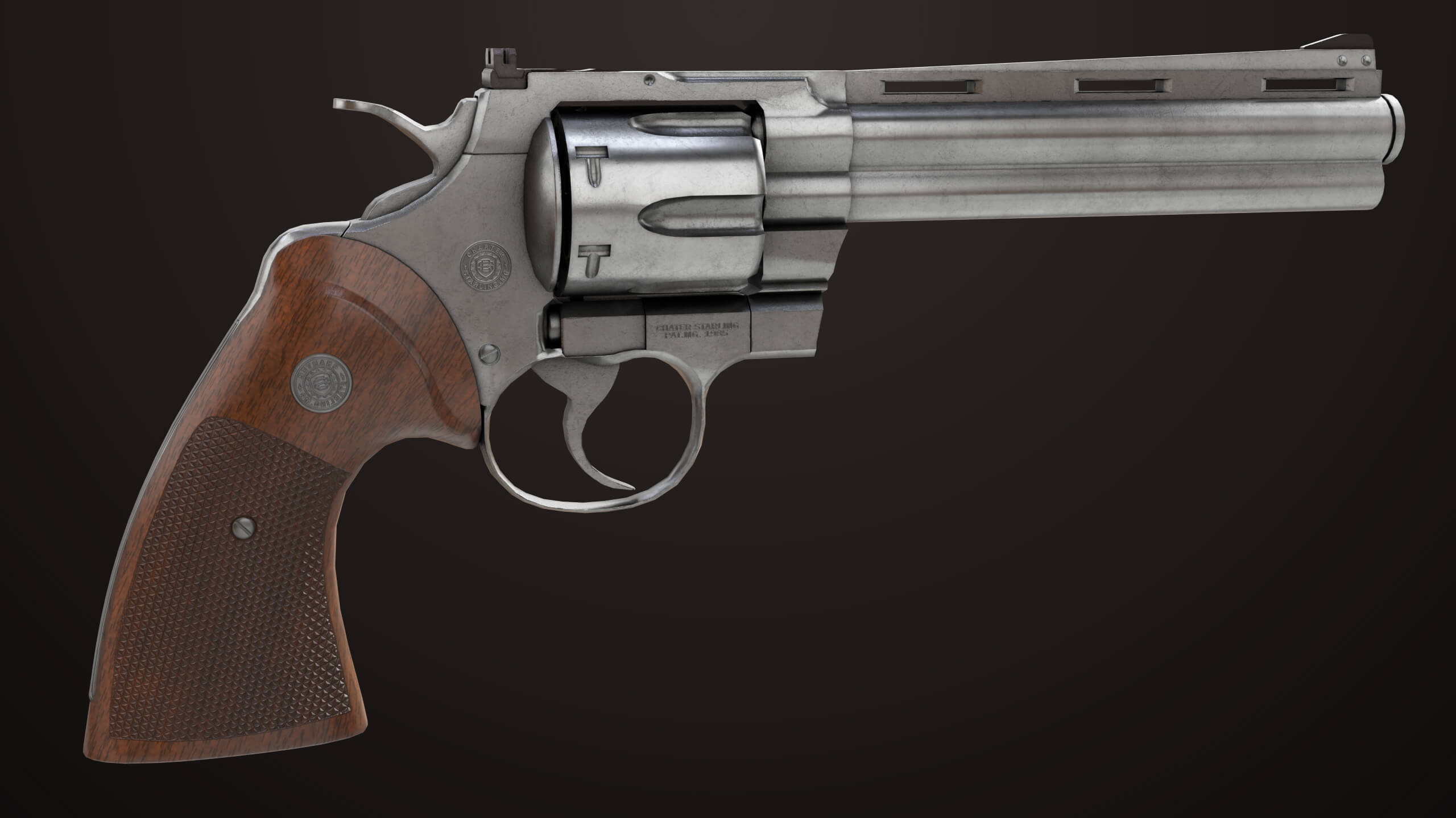 Revolver 05 Silver Colt Python All PBR Unity UE Textures - 3D Model by ...