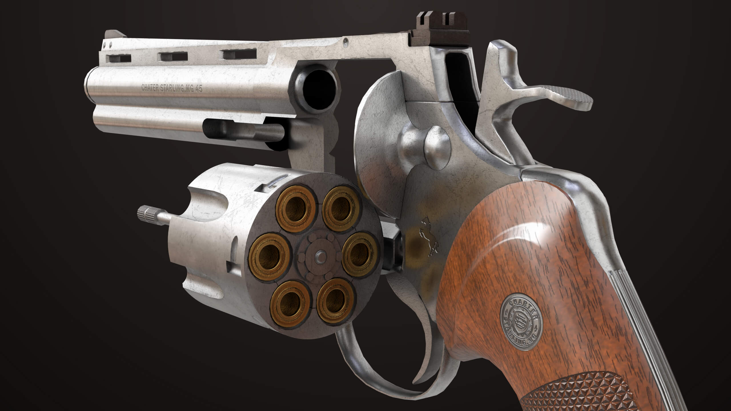 Revolver 05 Silver Colt Python All PBR Unity UE Textures - 3D Model by ...