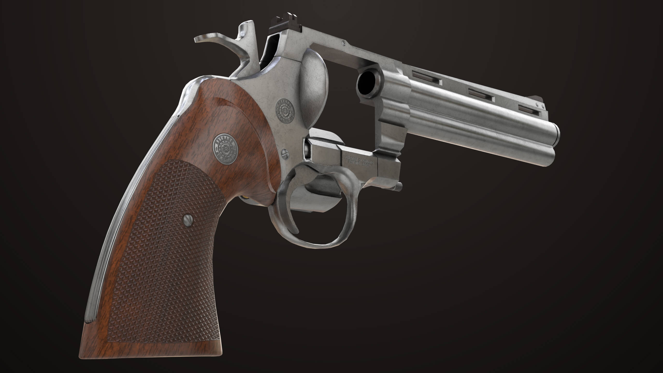 Revolver 05 Silver Colt Python All PBR Unity UE Textures - 3D Model by ...