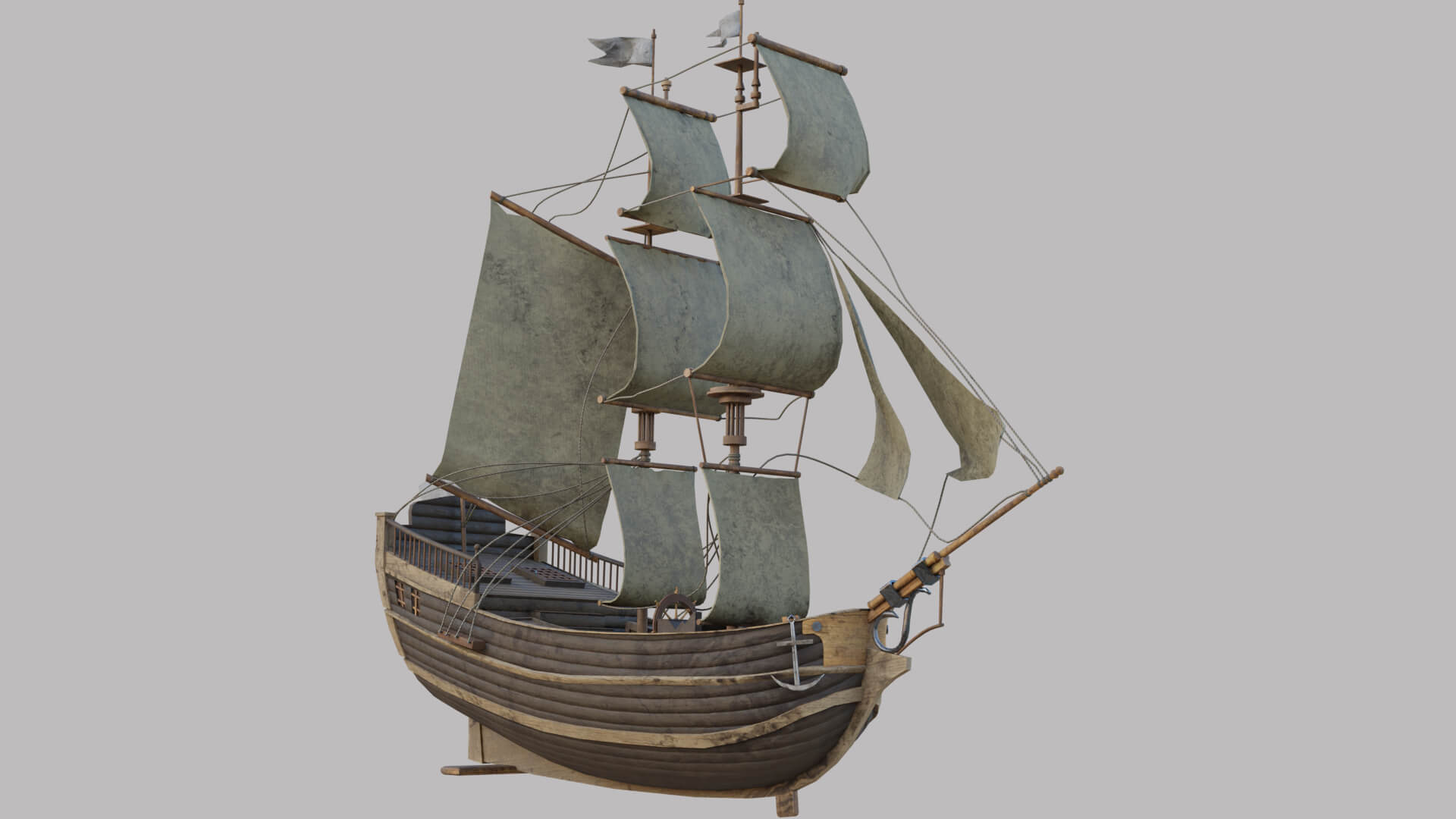 Sailing Ship Barque Dusted All PBR - 3D Model by Eight Vertex