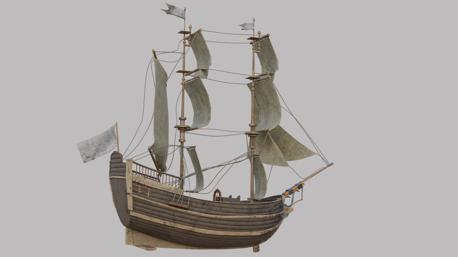 Sailing Ship Barque Dusted All PBR - 3D Model by Eight Vertex