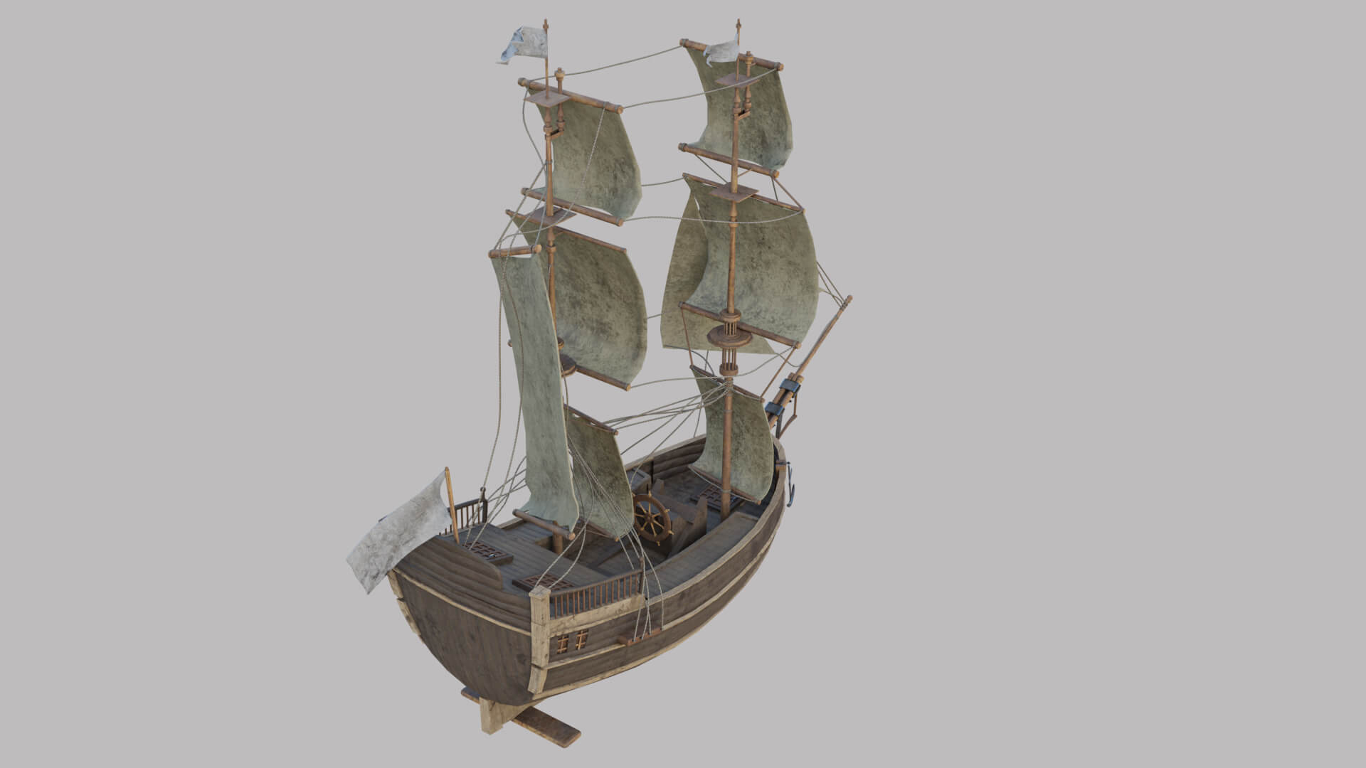 Sailing Ship Barque Dusted All PBR - 3D Model by Eight Vertex