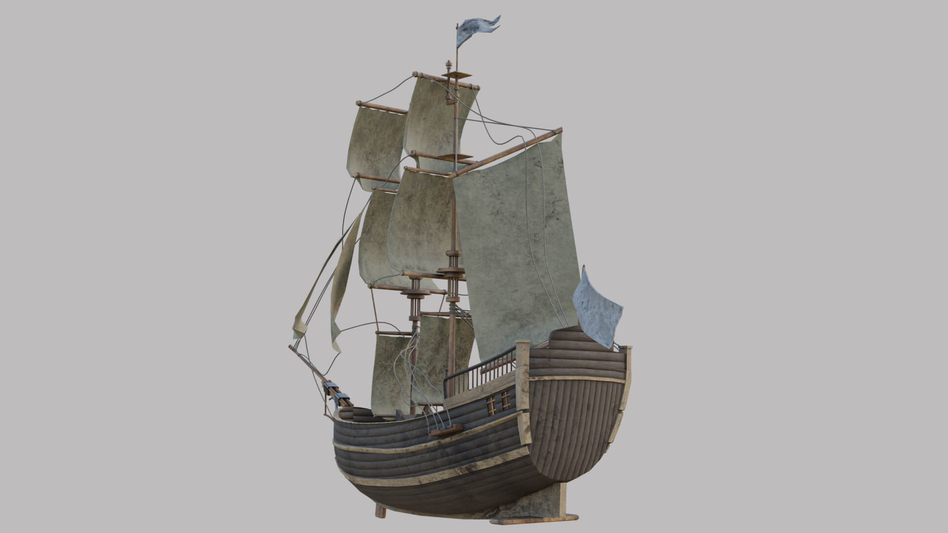 Sailing Ship Barque Dusted All PBR - 3D Model by Eight Vertex