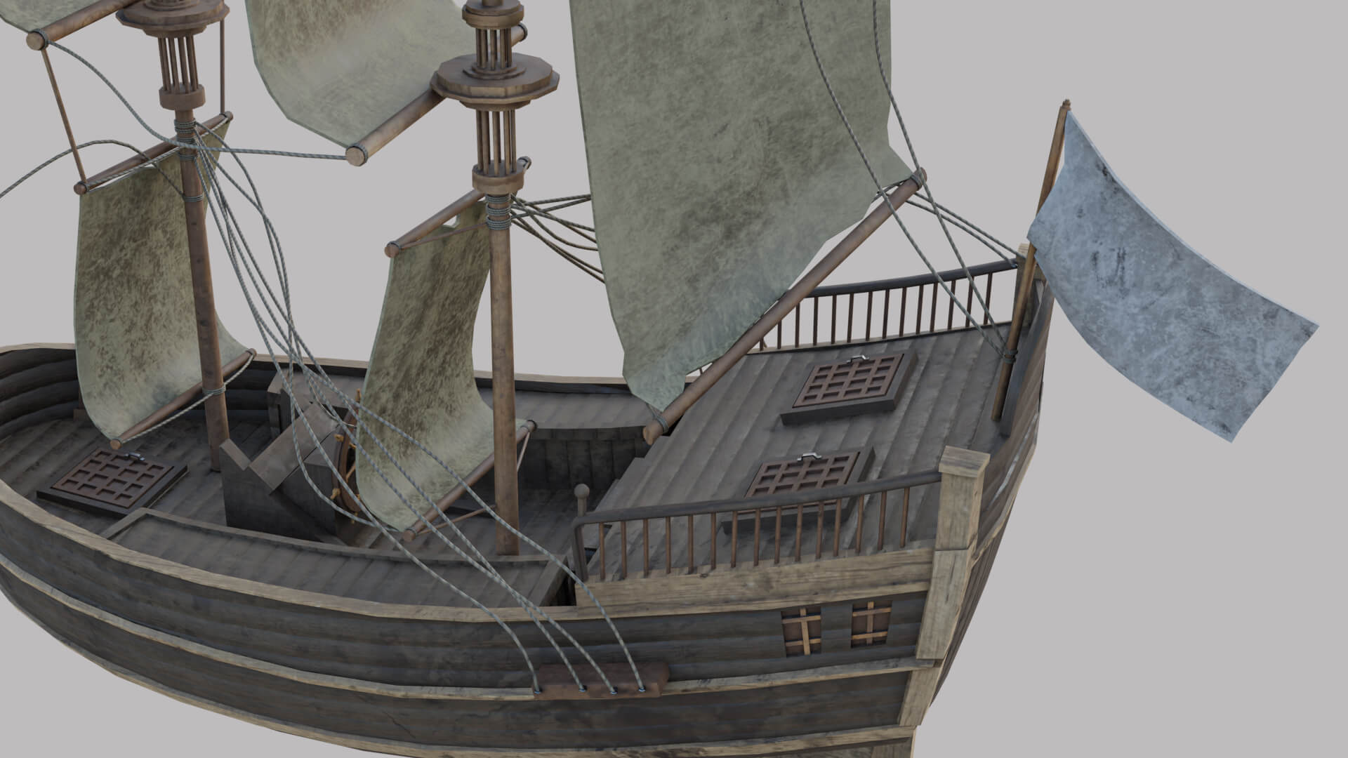 Sailing Ship Barque Dusted All PBR - 3D Model by Eight Vertex