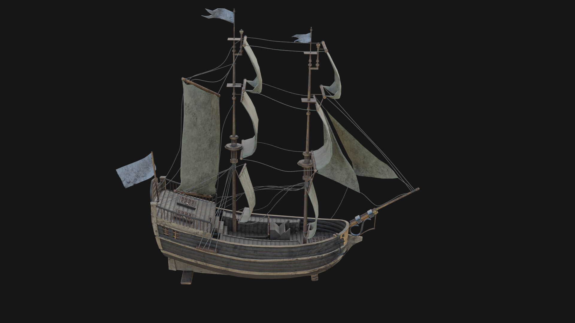 Sailing Ship Barque Dusted All PBR - 3D Model by Eight Vertex