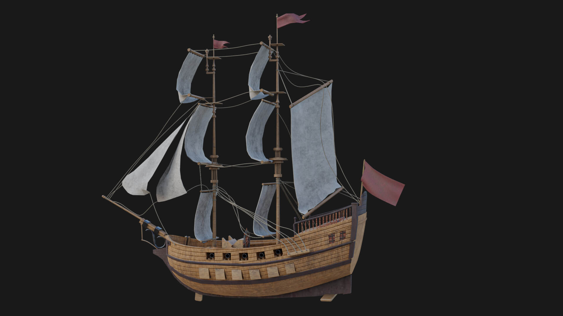 Sailing Ship With Cannons All PBR Unity UE Textures - 3D Model by Eight ...