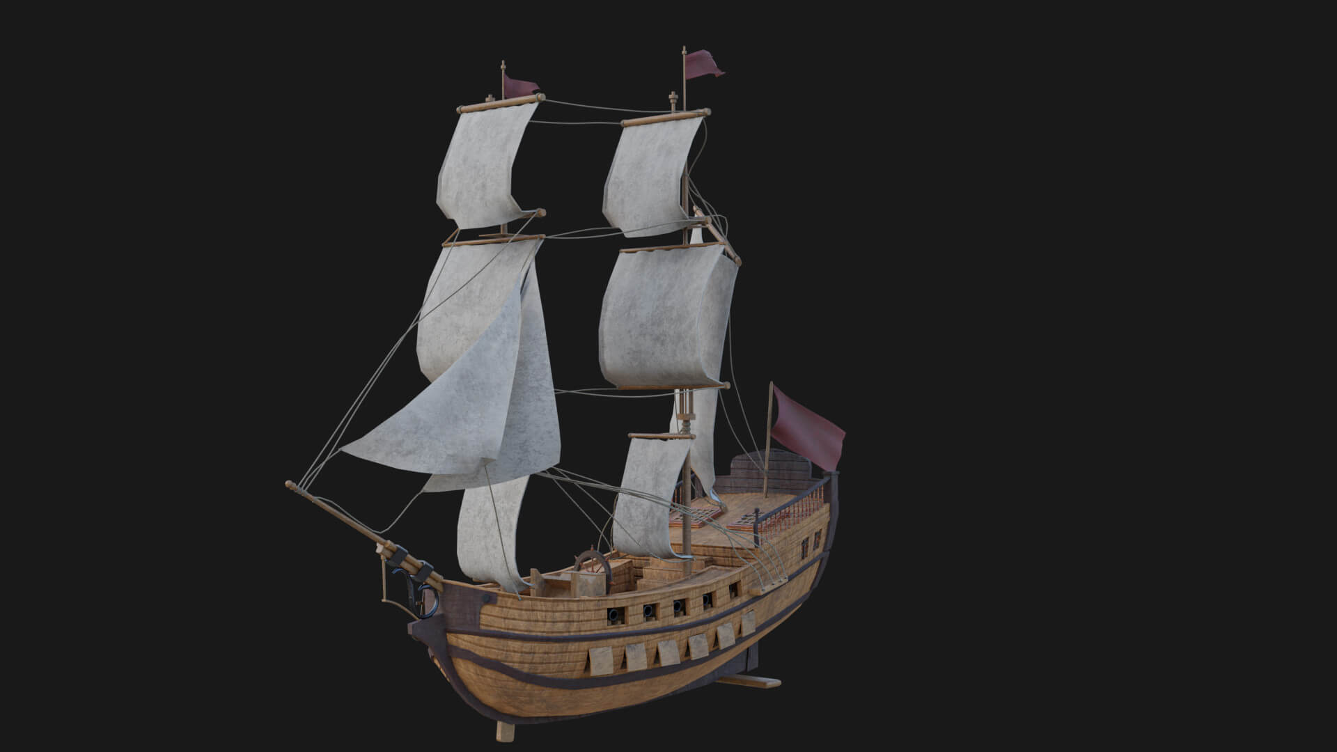 Sailing Ship With Cannons All PBR Unity UE Textures - 3D Model by Eight ...