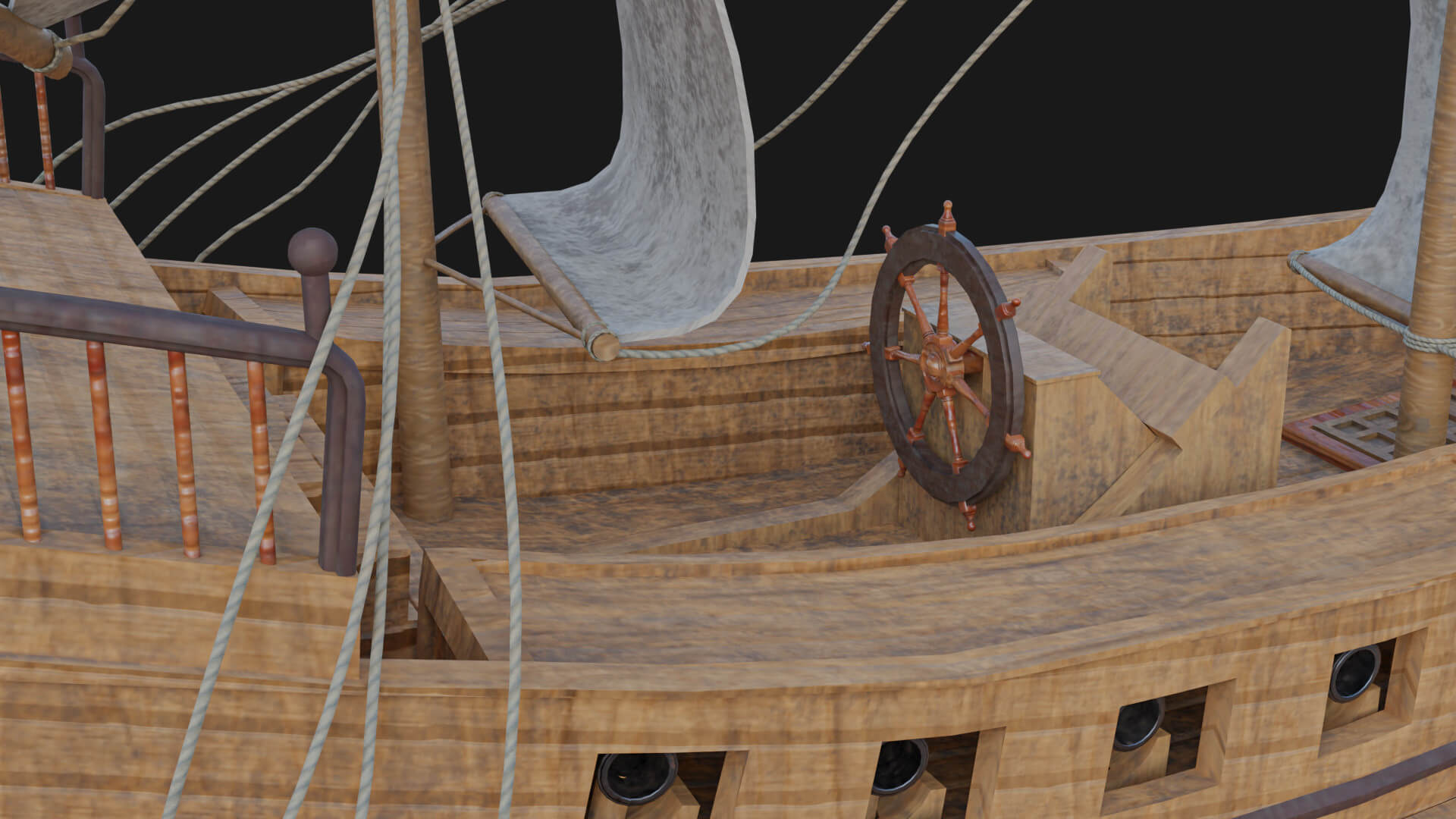 Sailing Ship With Cannons All PBR Unity UE Textures - 3D Model by Eight ...