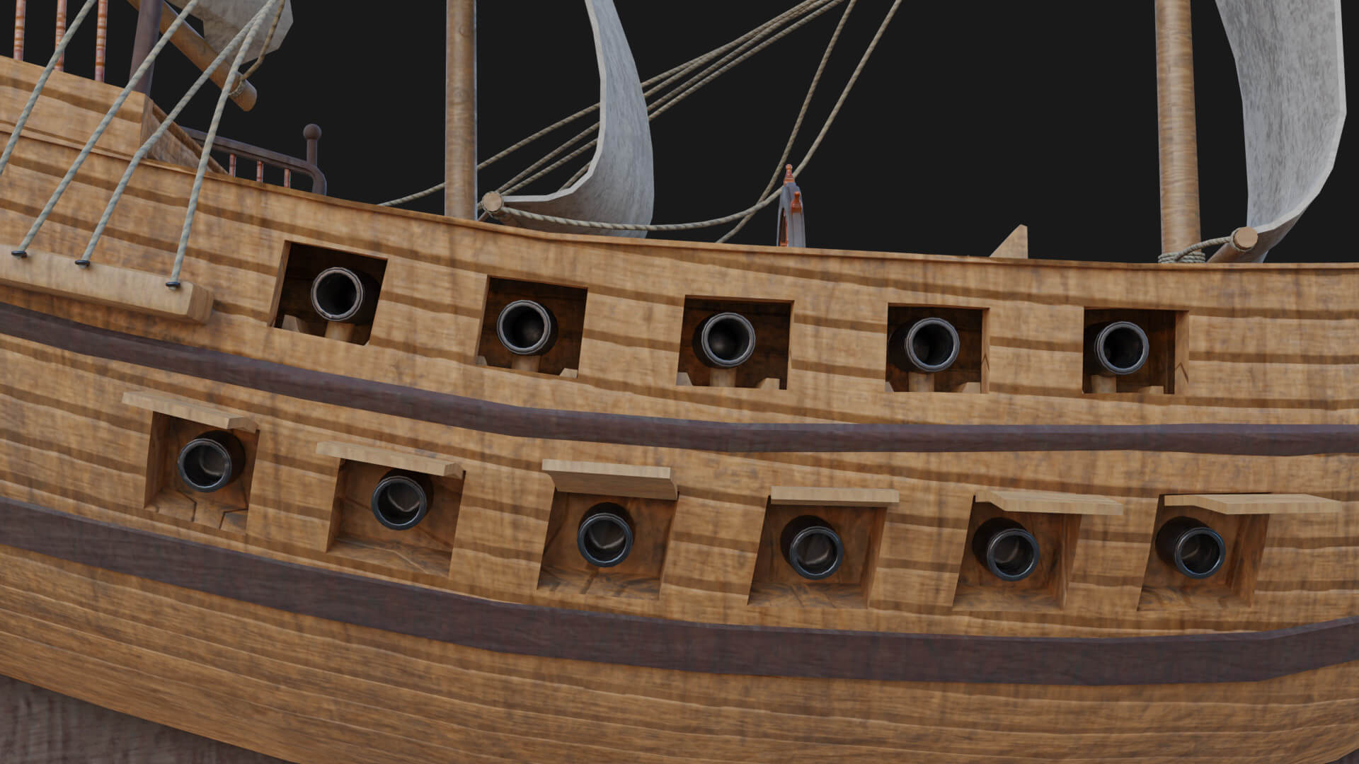 Sailing Ship With Cannons All PBR Unity UE Textures - 3D Model by Eight ...