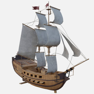 Sailing Ship With Cannons All PBR Unity UE Textures - 3D Model by Eight ...
