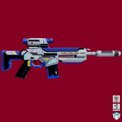 Sci-Fi Assault Rifle GUN01 PBR Unity UE V-Ray Textures 3D Model by ...