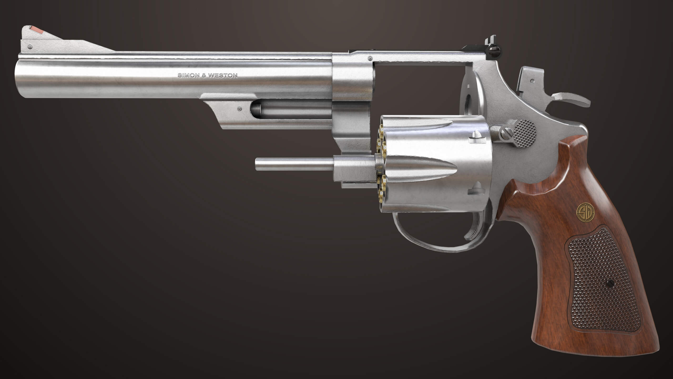 Revolver 01 Silver All PBR Unity UE Textures - 3D Model by Eight Vertex