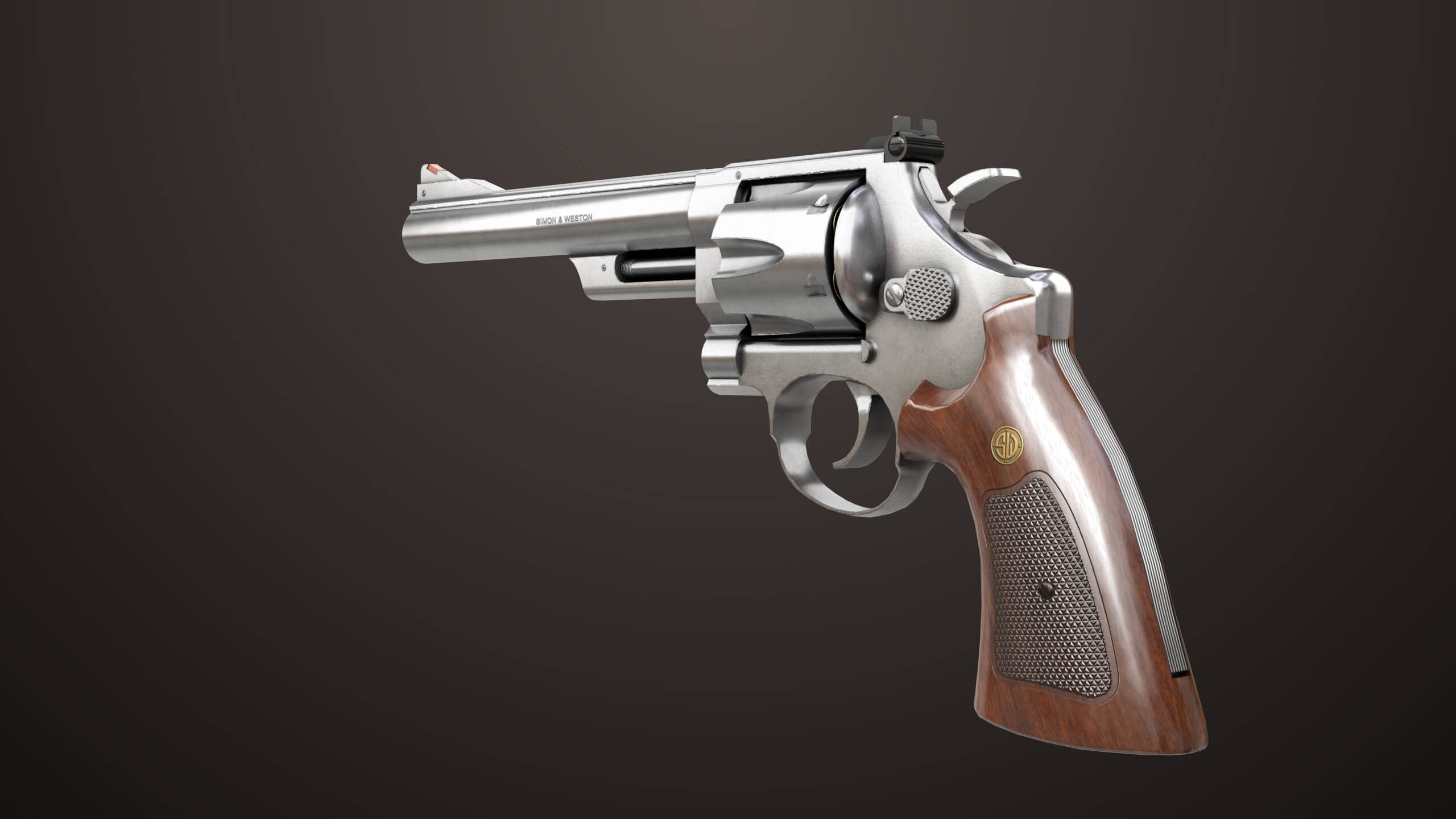 Revolver 01 Silver All PBR Unity UE Textures - 3D Model by Eight Vertex