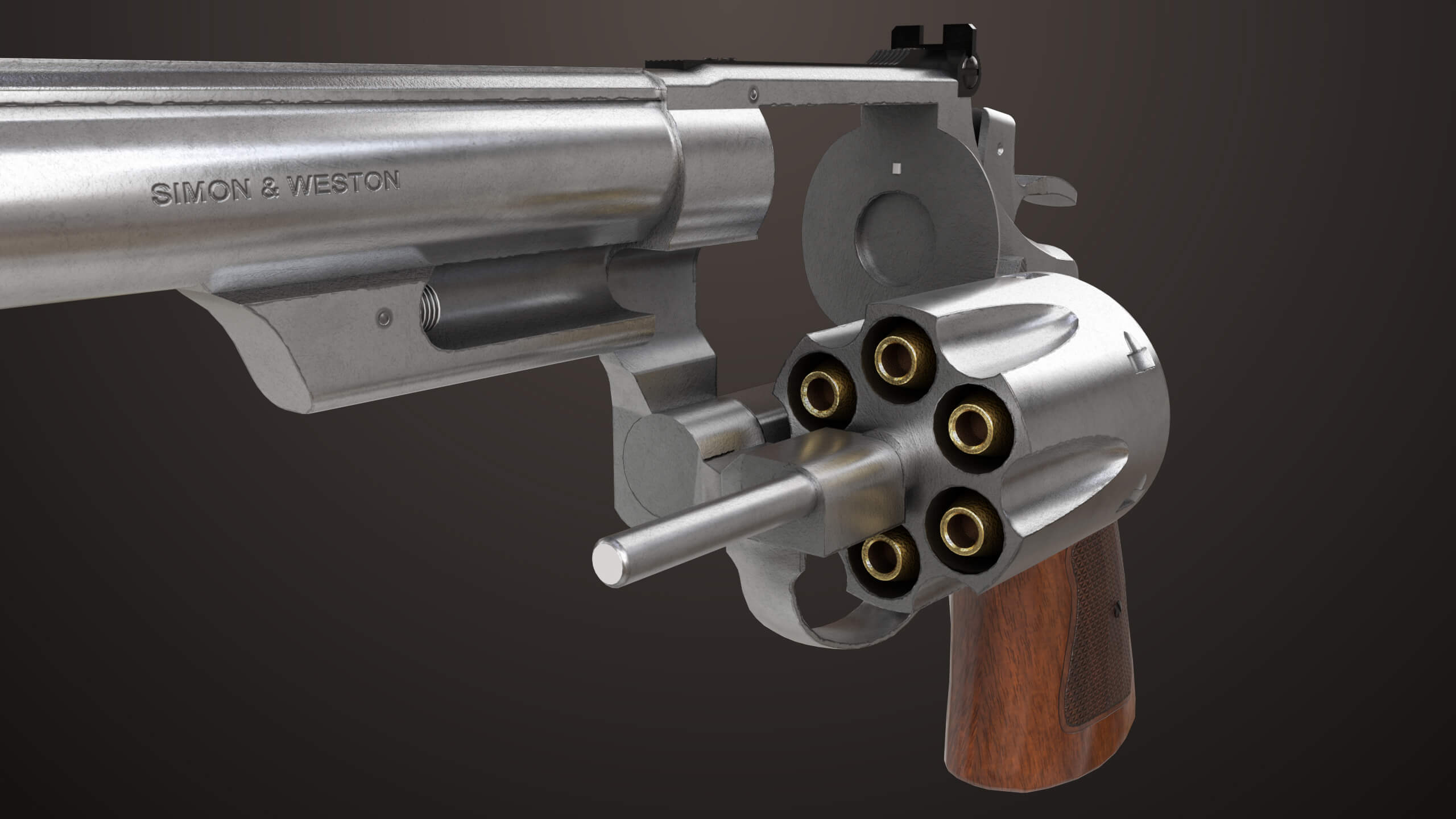 Revolver 01 Silver All PBR Unity UE Textures - 3D Model by Eight Vertex