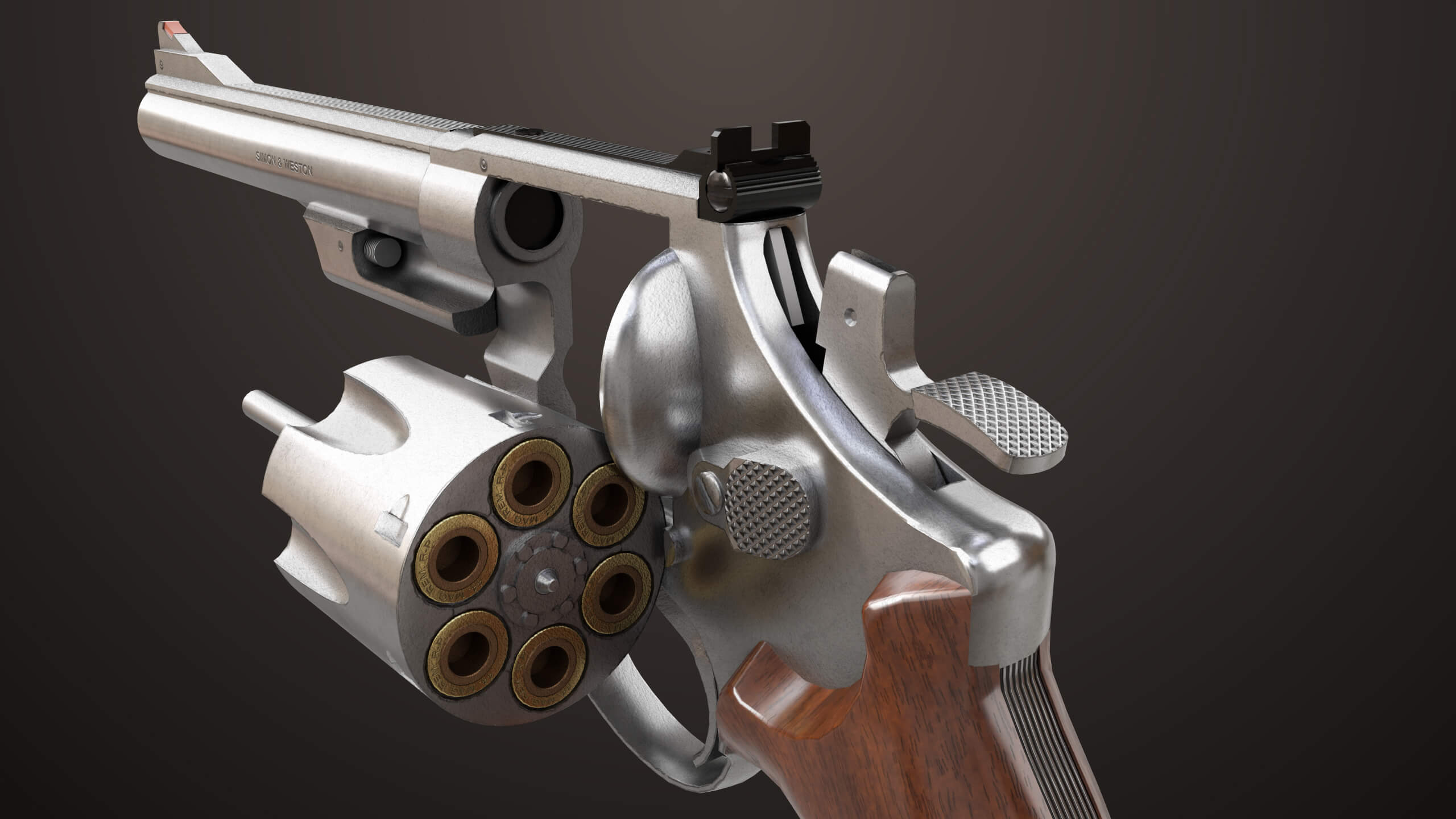 Silver Revolver 01 M29 All PBR Unity UE Textures1 - 3D Model by Eight ...