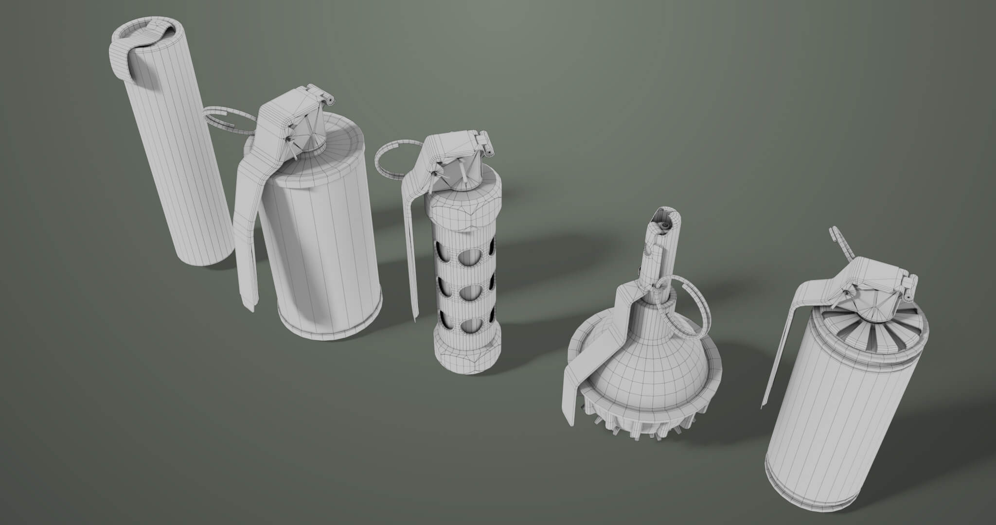 Smoke and Flash Grenades Single Mat All PBR Unity UE Texture - 3D Model ...