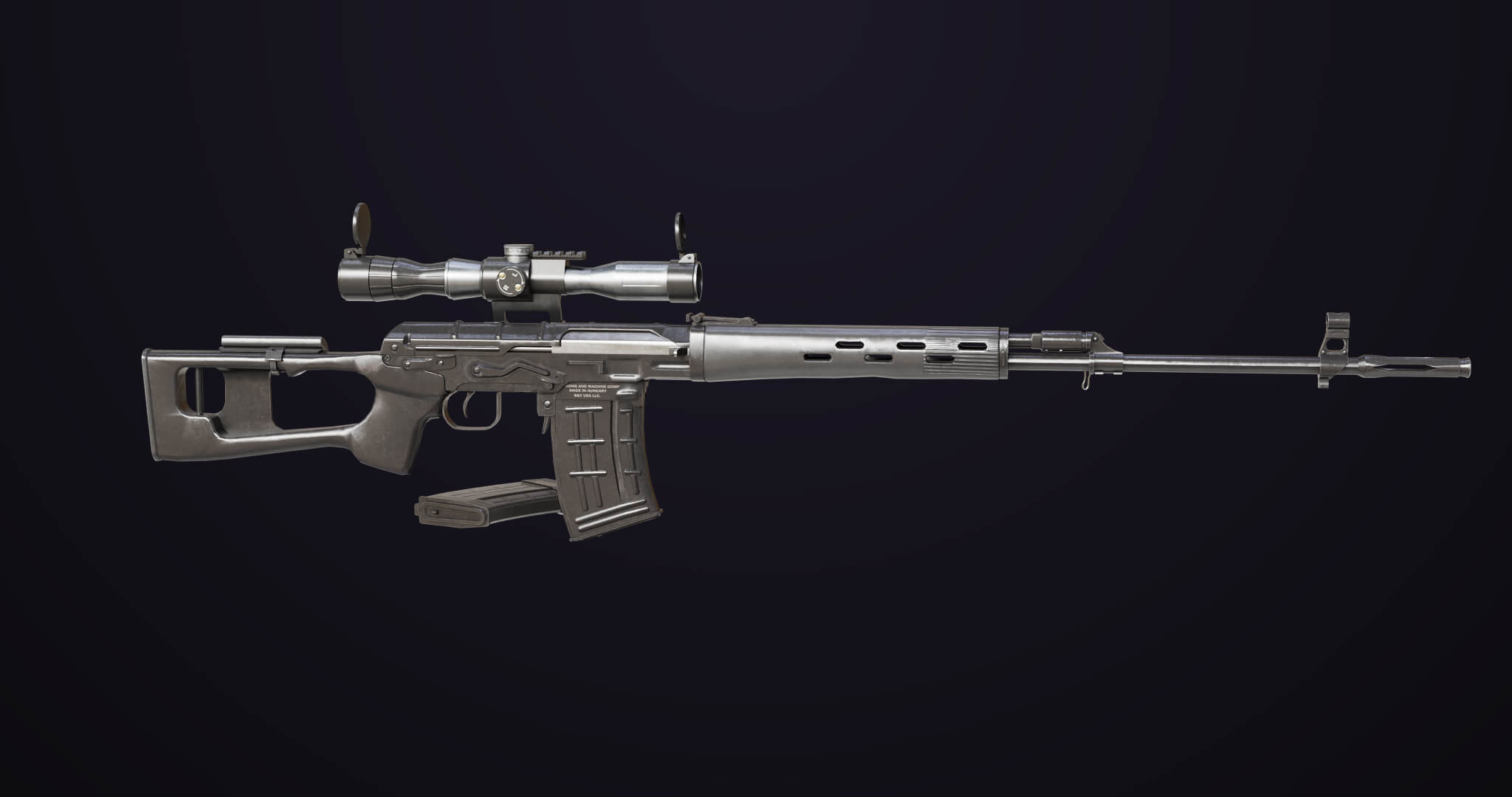 Sniper Rifle 01 Black Rig All PBR Unity UE Textures - 3D Model by Eight ...