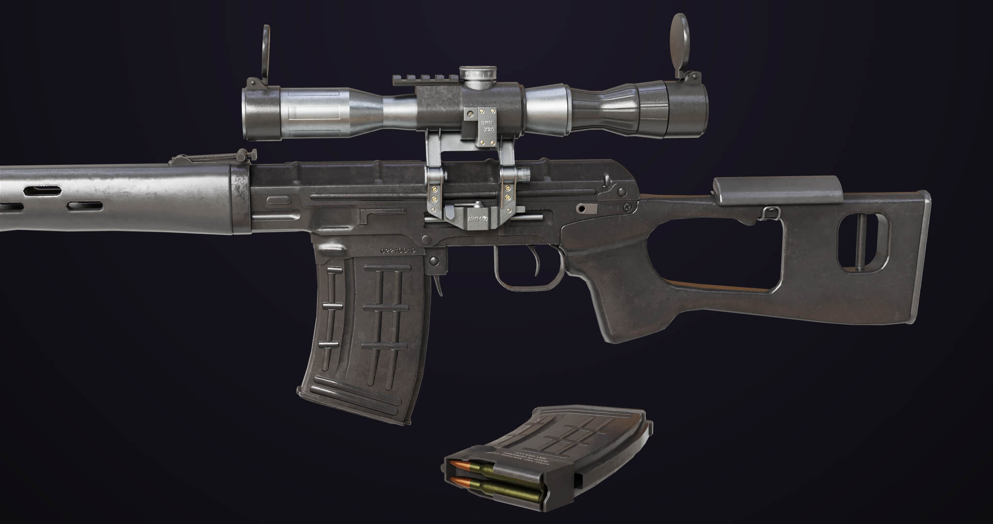 Sniper Rifle 01 Black Rig All PBR Unity UE Textures - 3D Model by Eight ...