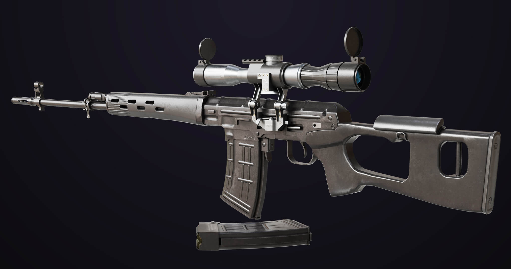 Sniper Rifle 01 Black Rig All PBR Unity UE Textures - 3D Model by Eight ...