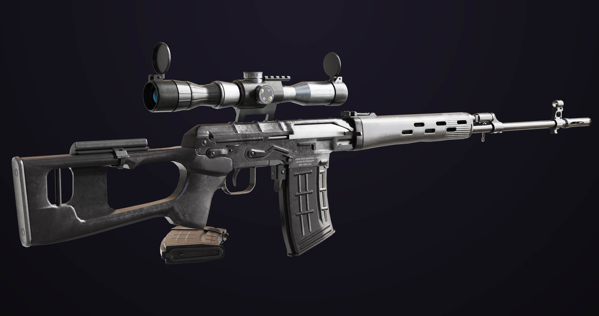 Sniper Rifle 01 Black Rig All PBR Unity UE Textures - 3D Model by Eight ...