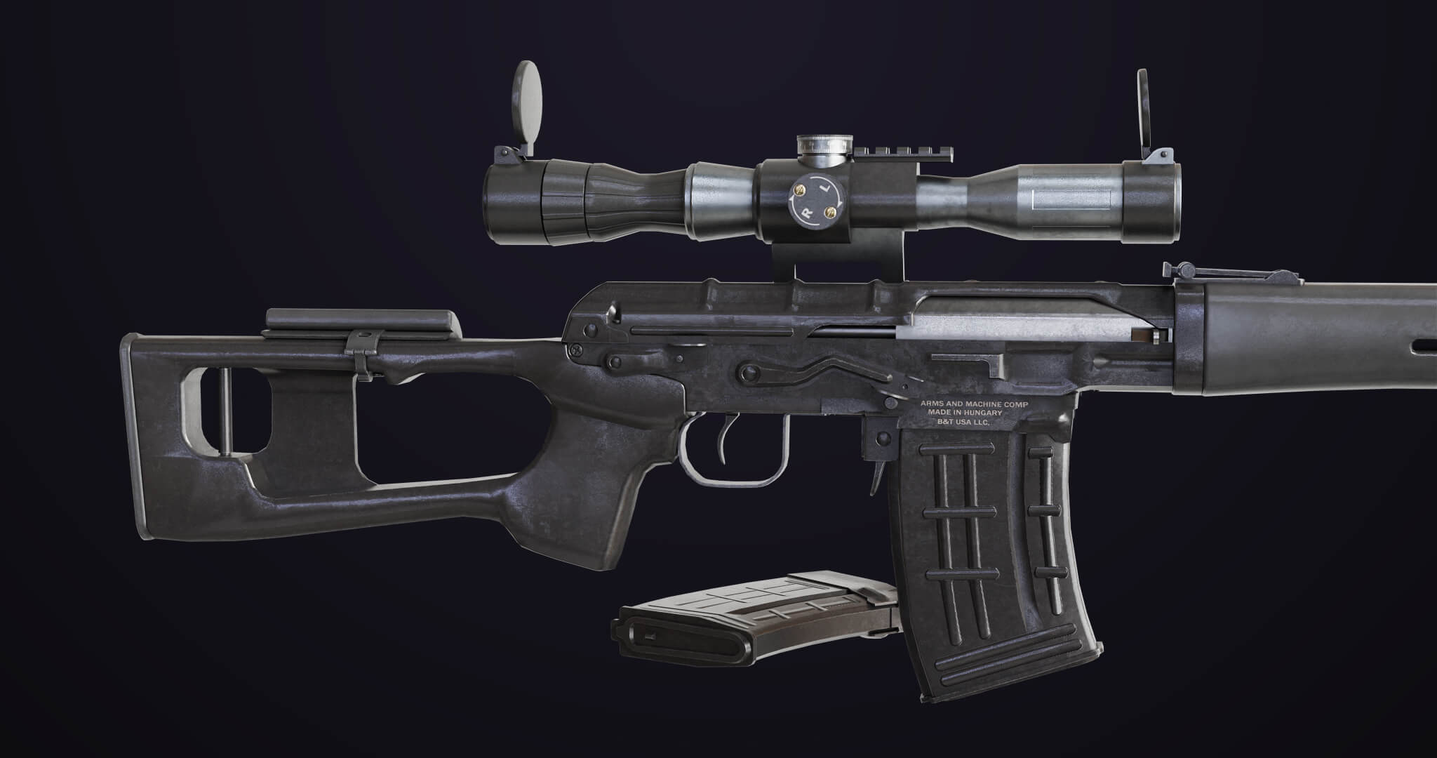 Sniper Rifle 01 Black Rig All PBR Unity UE Textures - 3D Model by Eight ...