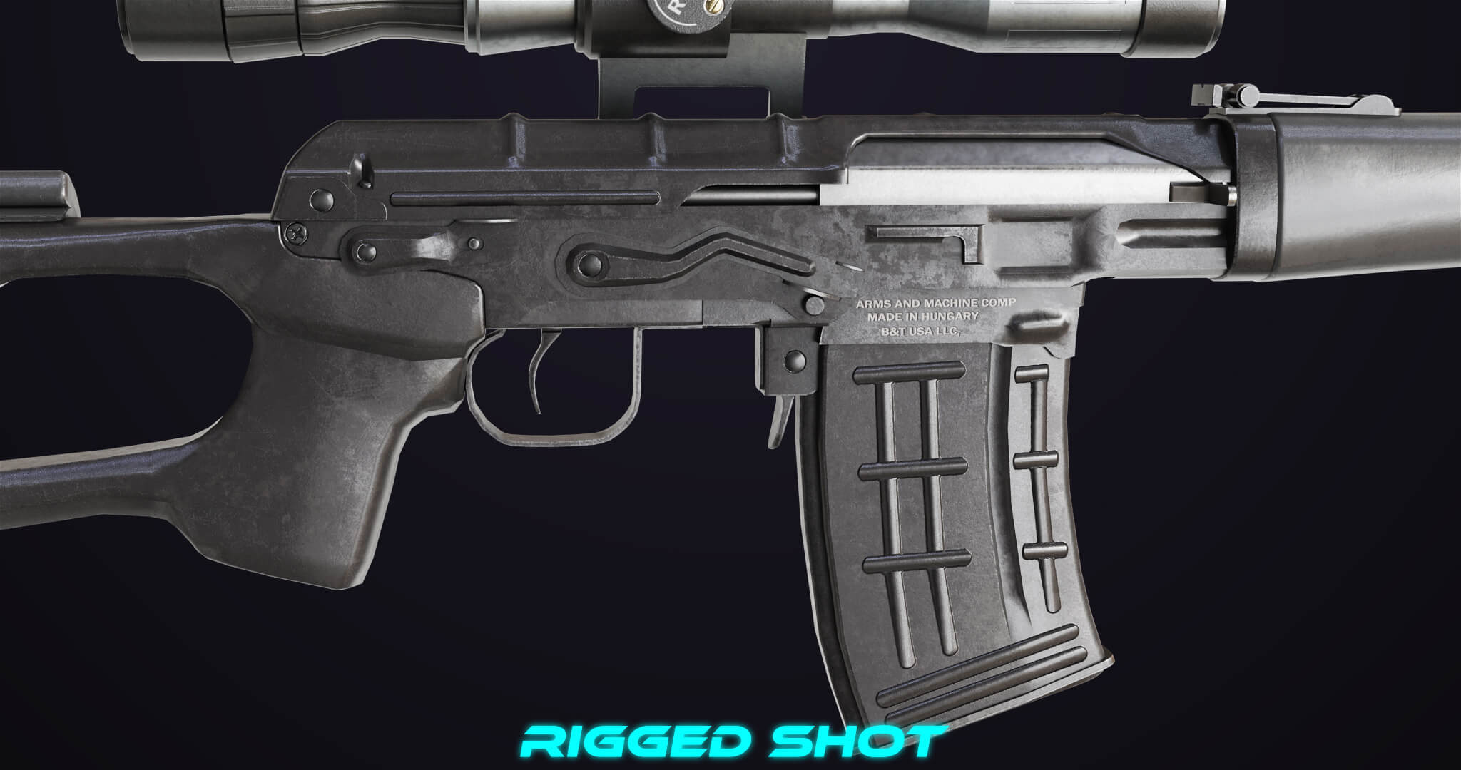 Sniper Rifle 01 Black Rig All PBR Unity UE Textures - 3D Model by Eight ...