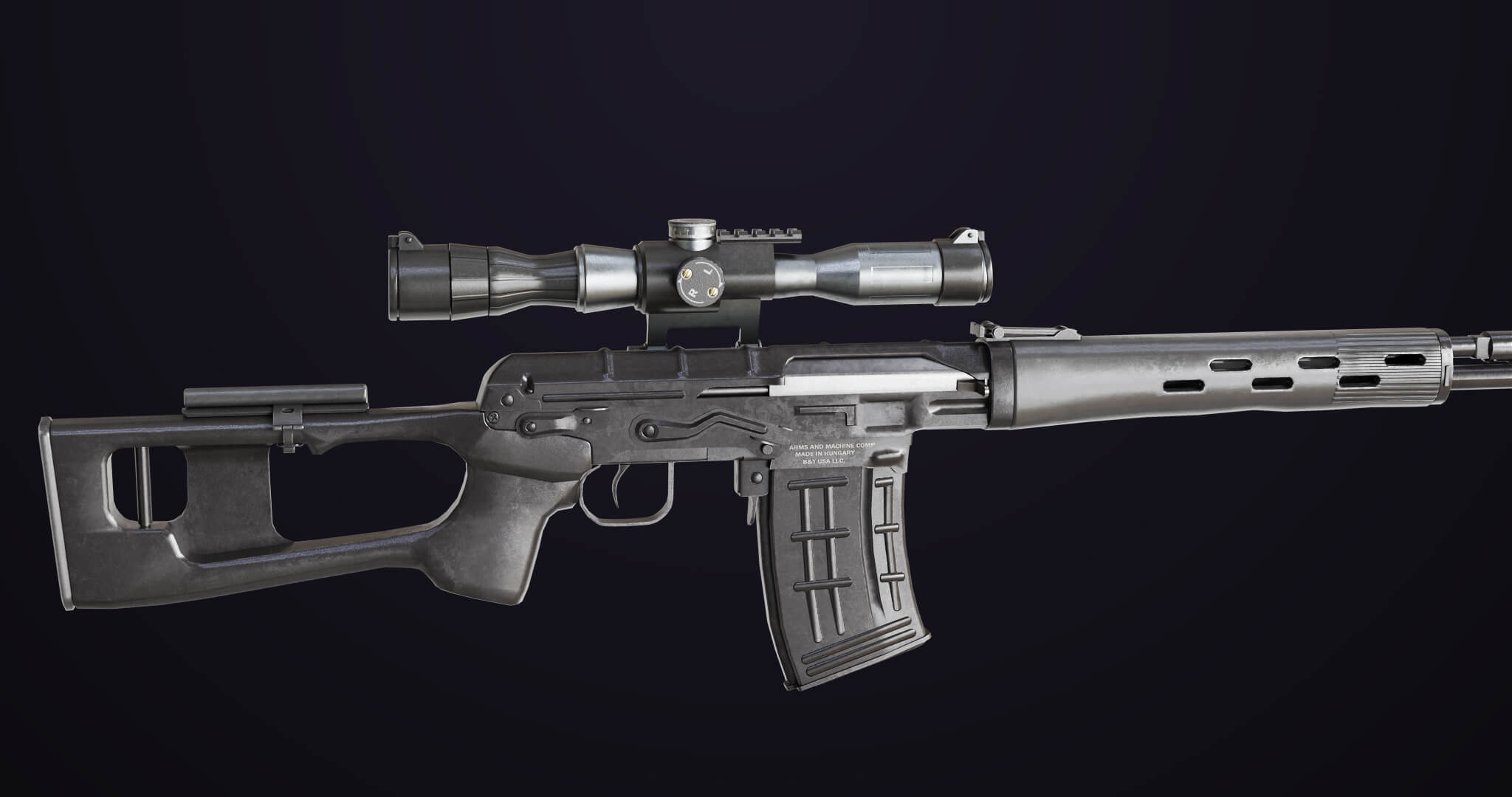 Sniper Rifle 01 Black Rig All PBR Unity UE Textures - 3D Model by Eight ...