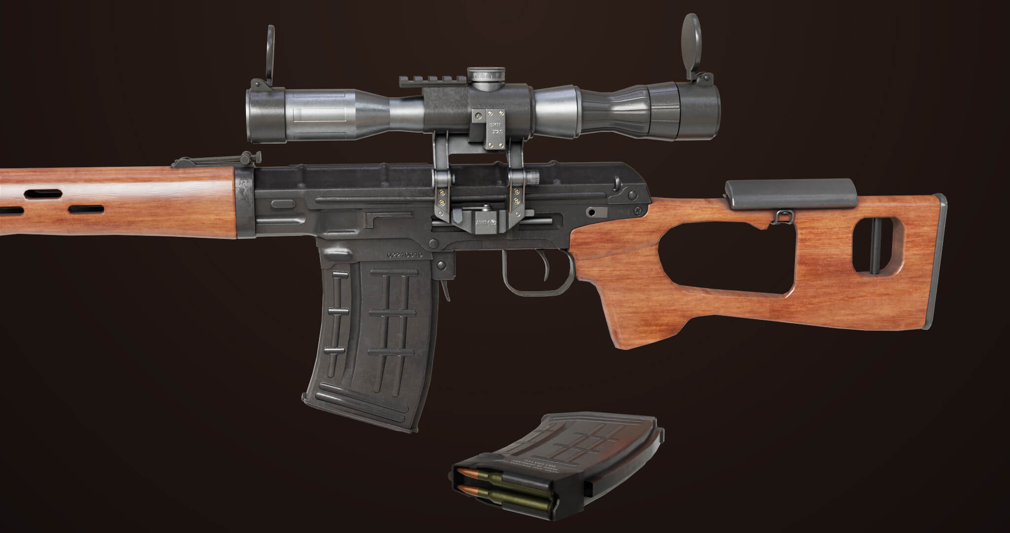 Sniper Rifle 01 Wood Rig All PBR Unity UE Textures - 3D Model by Eight ...