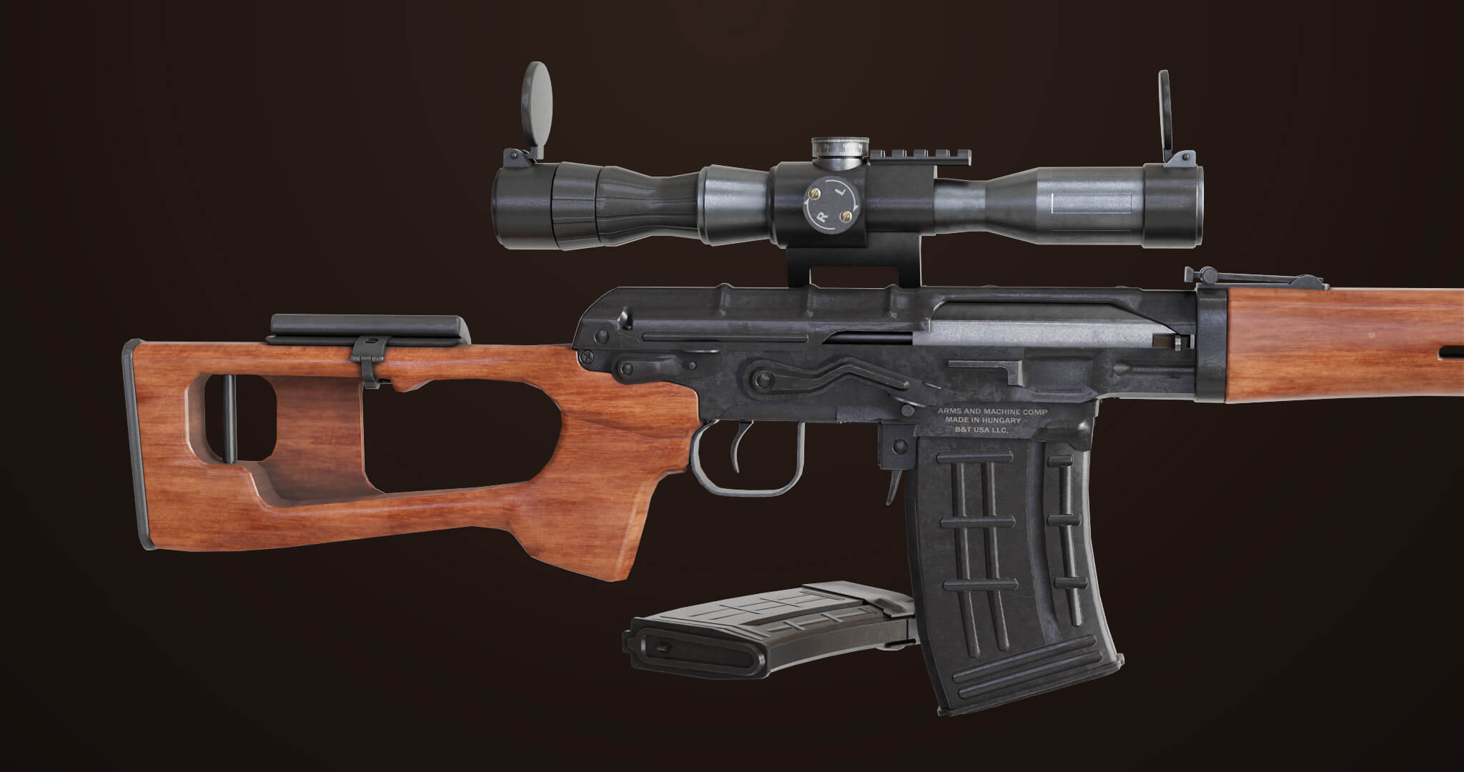 Sniper Rifle 01 Wood Rig All PBR Unity UE Textures - 3D Model by Eight ...