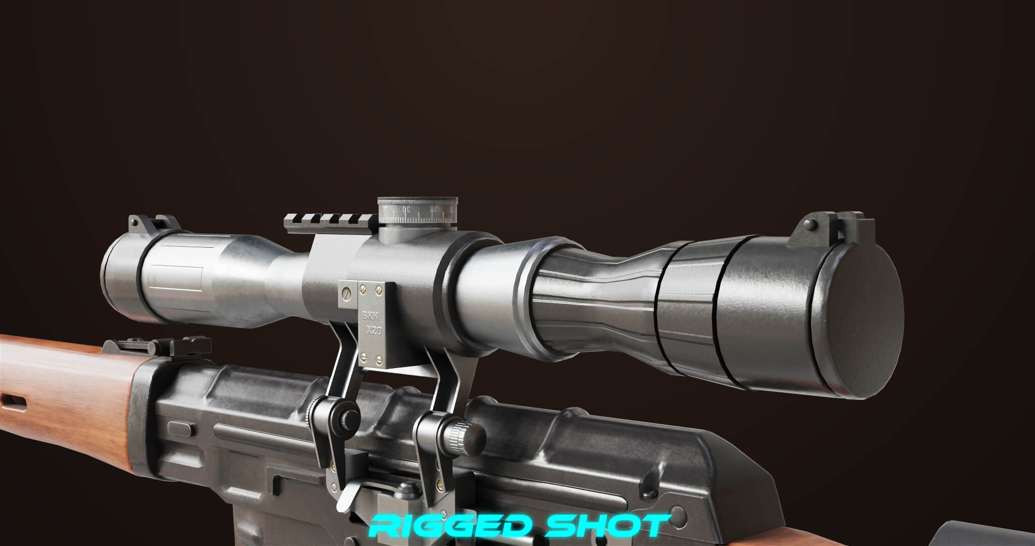 Sniper Rifle 01 Wood Rig All PBR Unity UE Textures - 3D Model by Eight Vertex