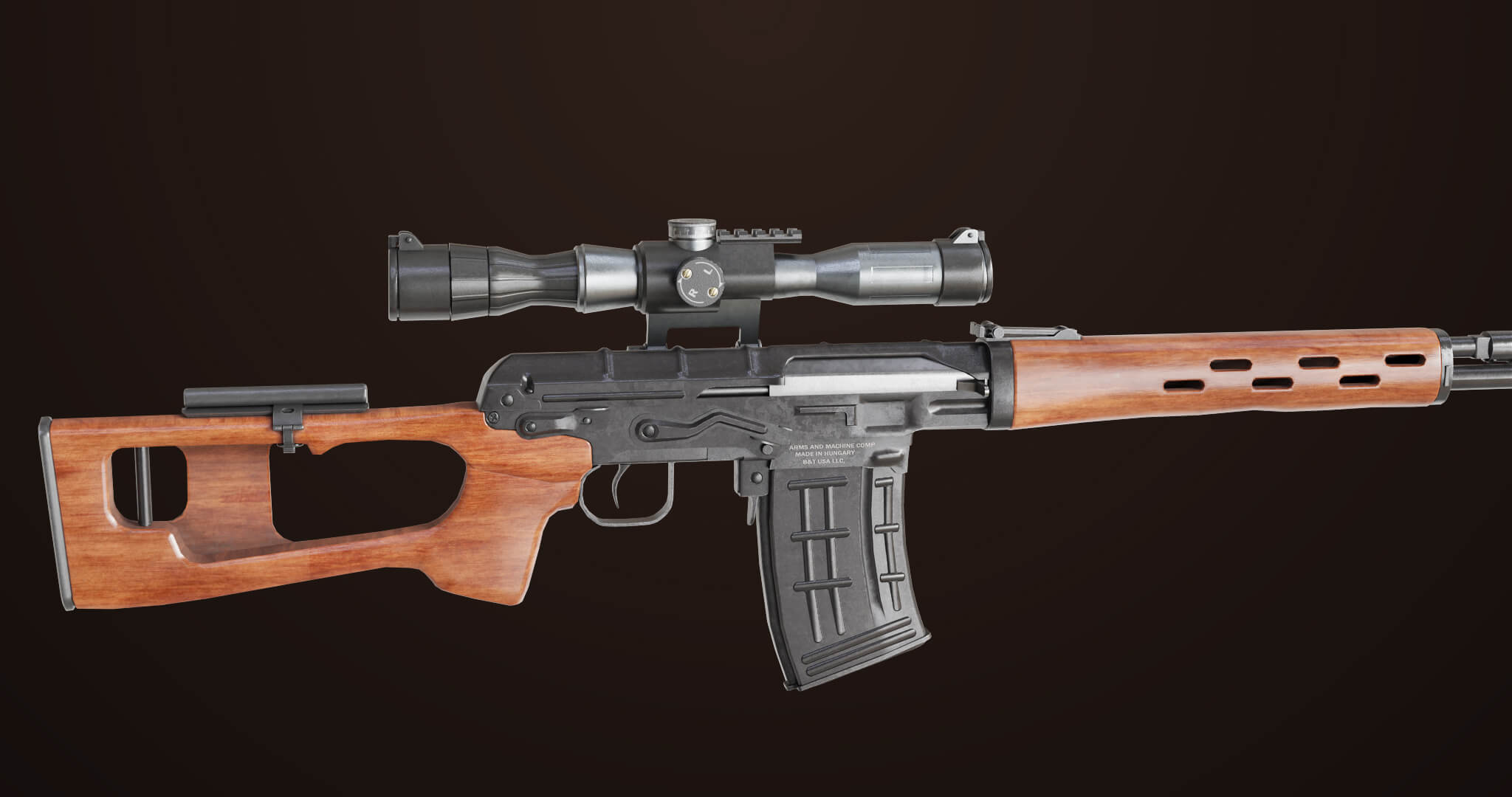 Sniper Rifle 01 Wood Rig All PBR Unity UE Textures - 3D Model by Eight ...