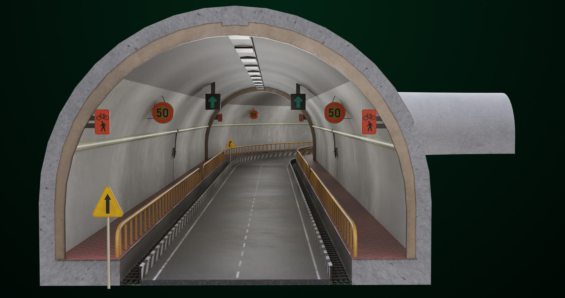 Subway Road Tunnel 03 All PBR Unity UE Textures Included - 3D Model by ...