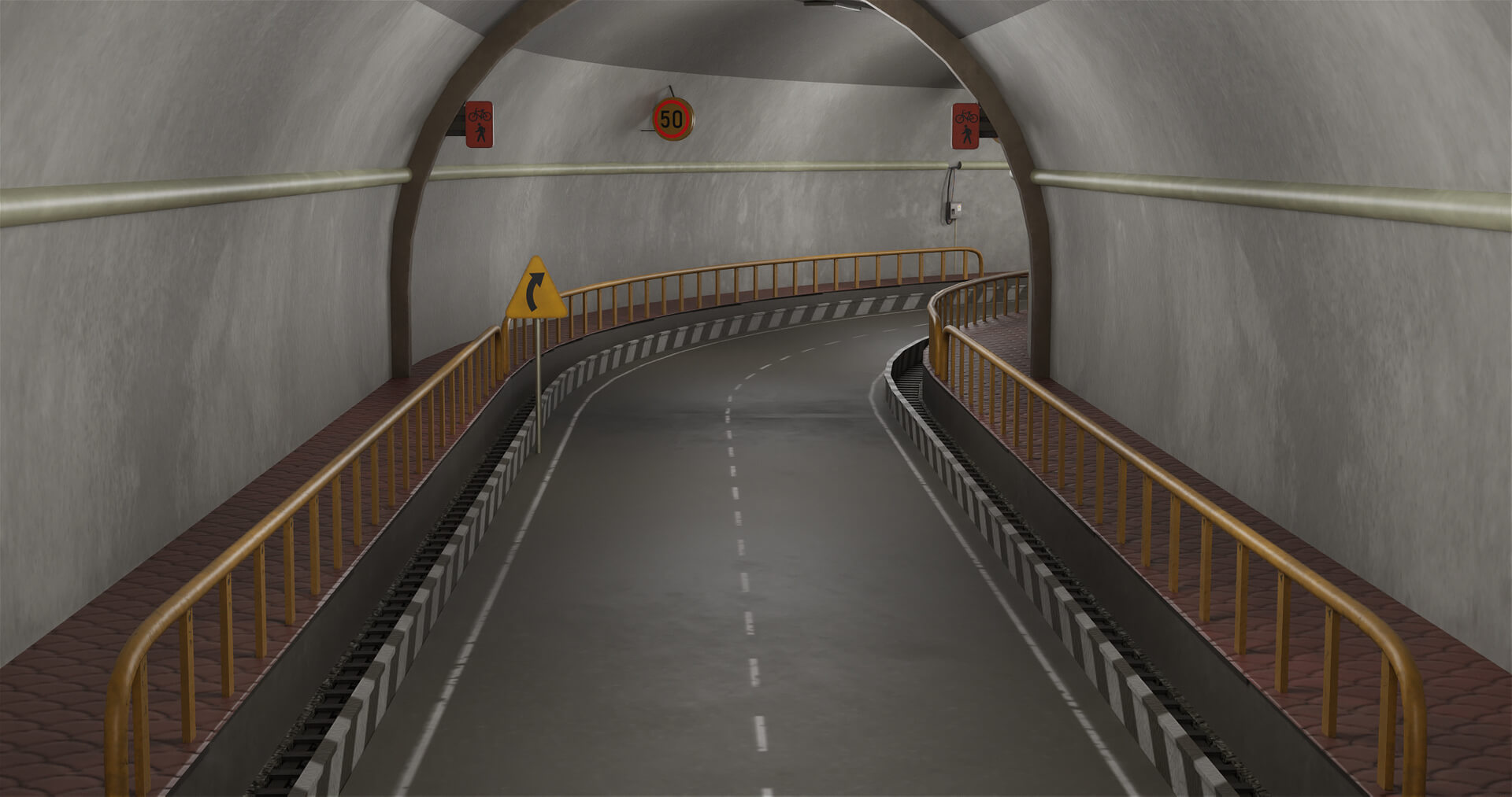 Subway Road Tunnel 03 All PBR Unity UE Textures Included - 3D Model by ...