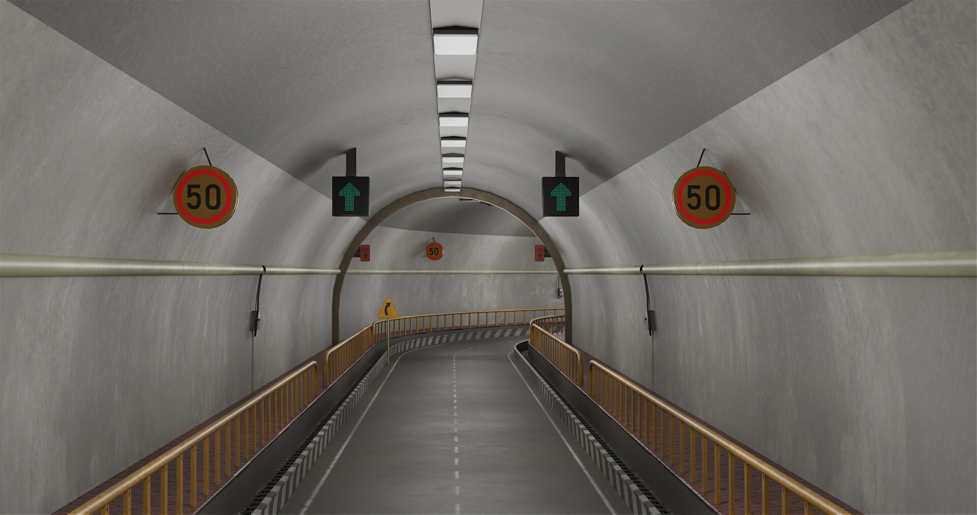 Subway Road Tunnel 03 All PBR Unity UE Textures Included - 3D Model by ...