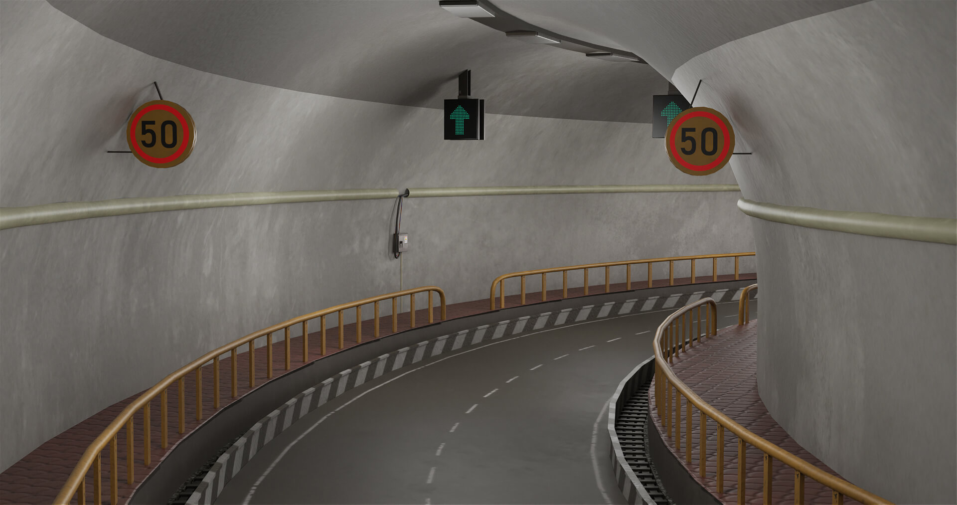 Subway Road Tunnel 03 All PBR Unity UE Textures Included - 3D Model by ...