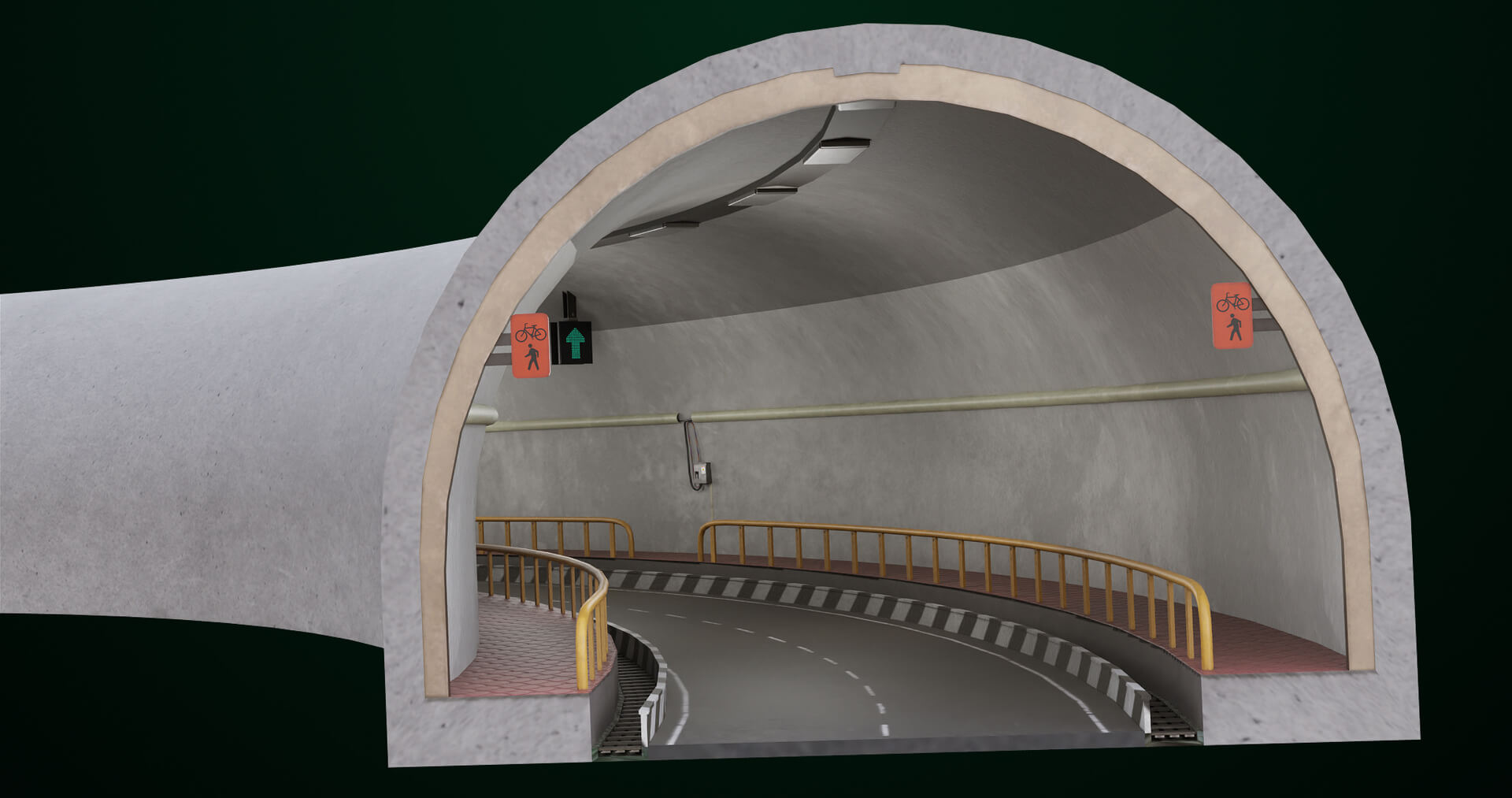 Subway Road Tunnel 03 All PBR Unity UE Textures Included - 3D Model by ...