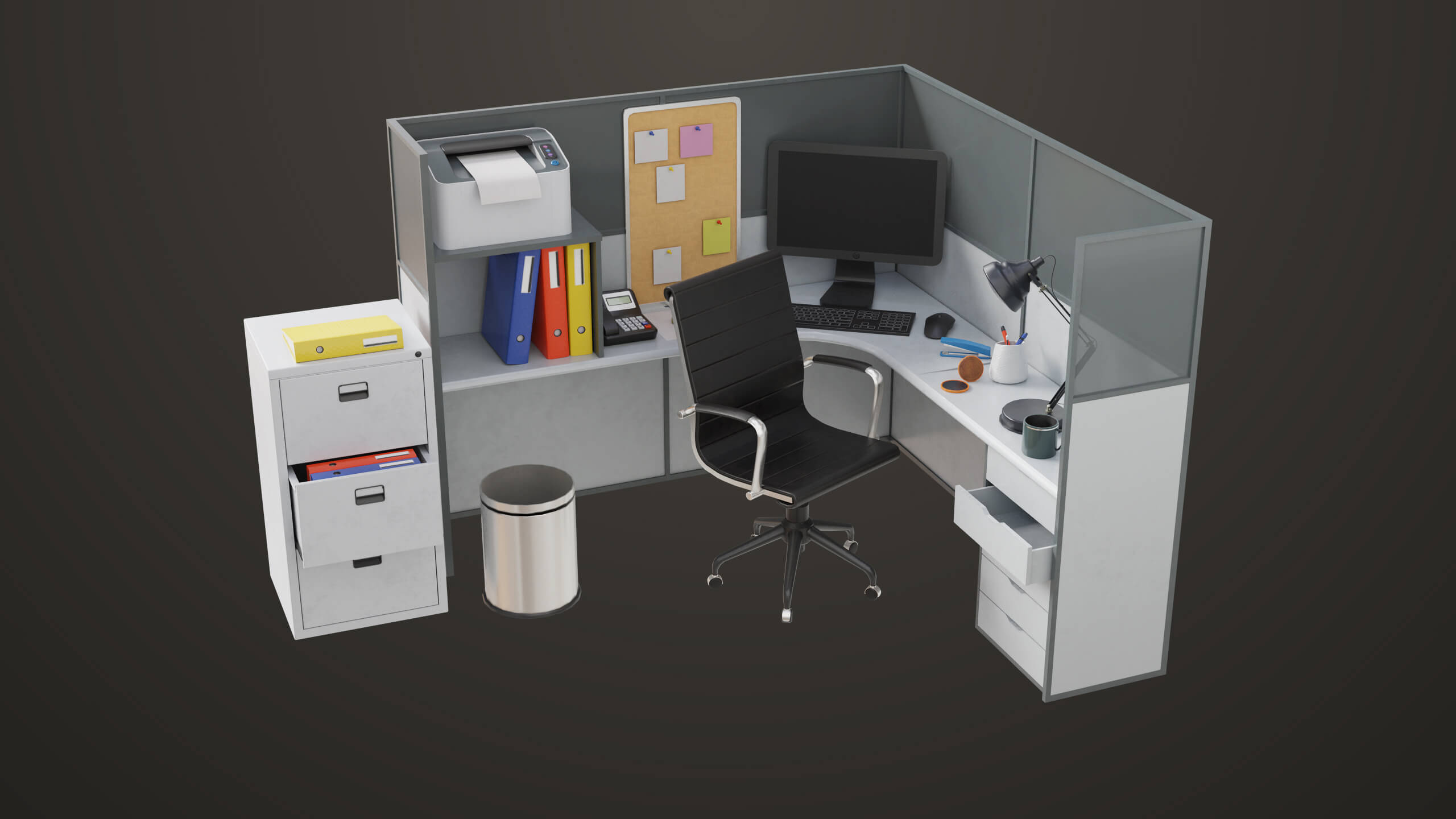 Office Desk Props Single Mat All PBR Unity UE Textures - 3D Model by ...
