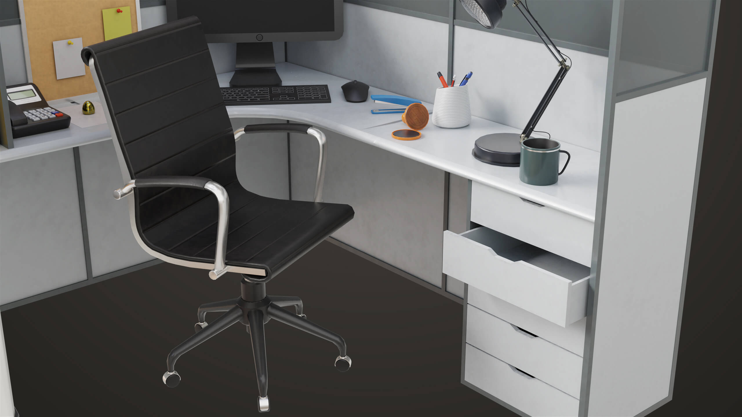 Office Desk Props Single Mat All PBR Unity UE Textures - 3D Model by ...