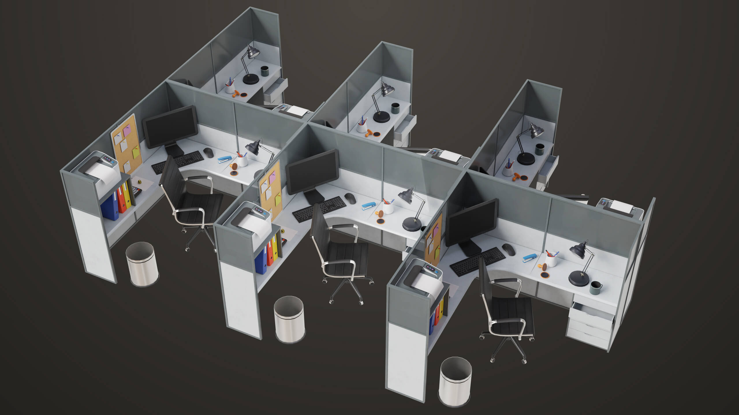 Office Desk Props Single Mat All PBR Unity UE Textures - 3D Model by ...