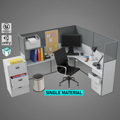 Office Desk Props Single Mat All PBR Unity UE Textures - 3D Model by ...