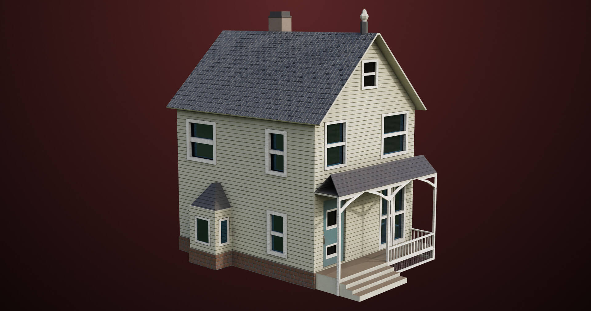 White Wooden House 01 All PBR Unity UE Textures - 3D Model by Eight Vertex