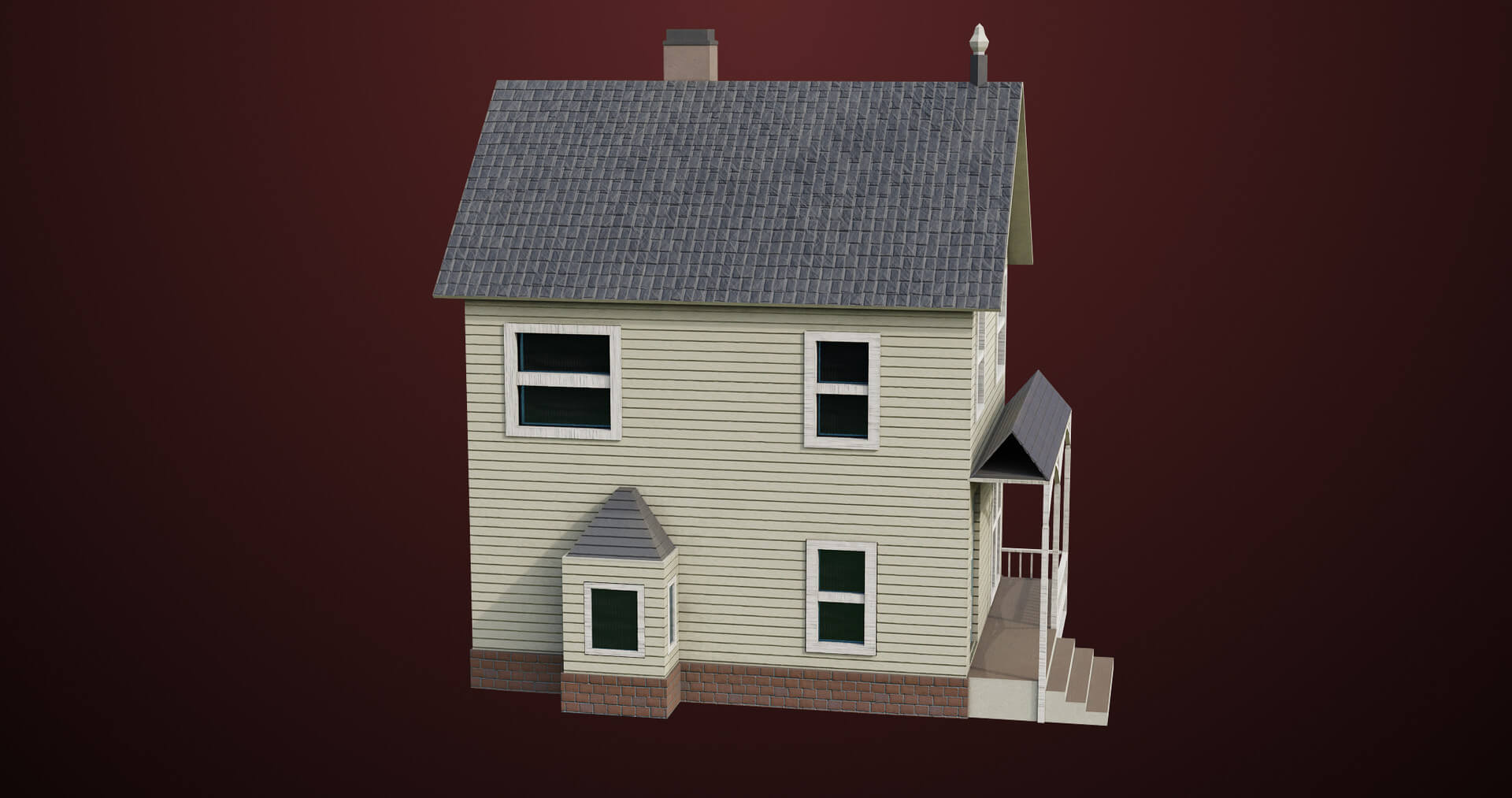 White Wooden House 01 All PBR Unity UE Textures - 3D Model by Eight Vertex