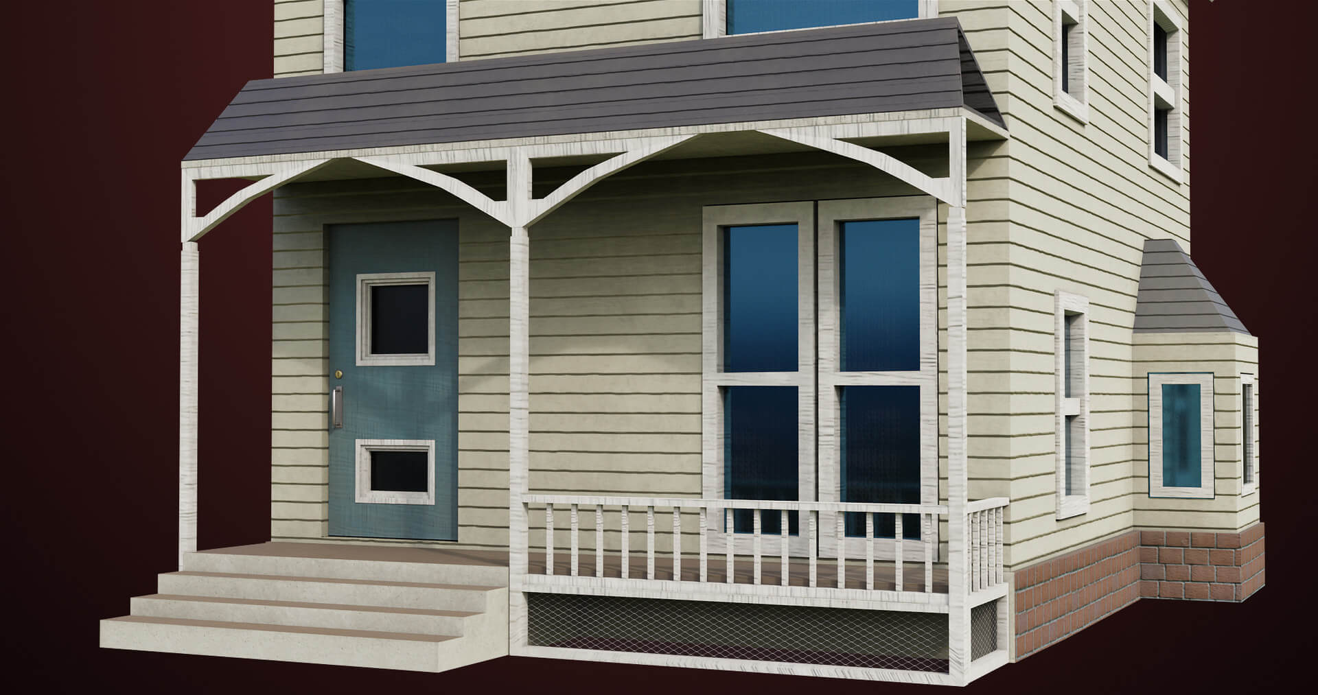 White Wooden House 01 All PBR Unity UE Textures - 3D Model by Eight Vertex