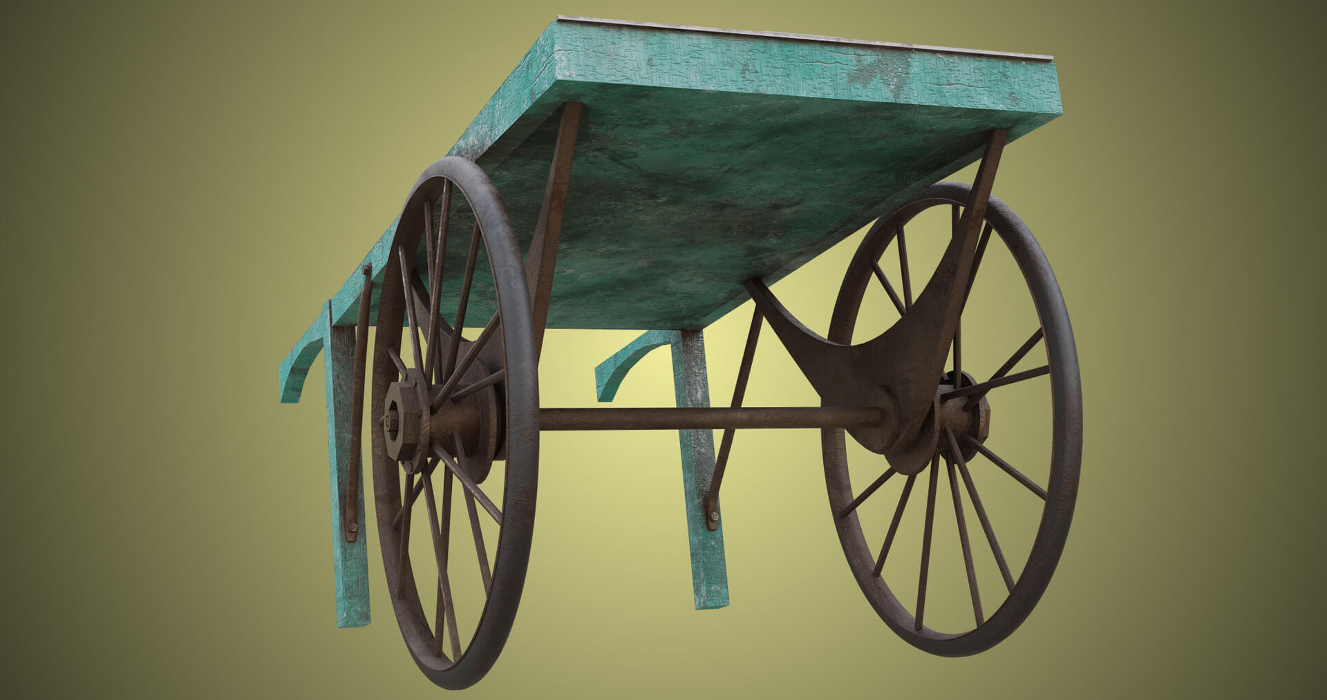Wooden Cart 06 Green All PBR Unity UE Textures - 3D Model by Eight Vertex